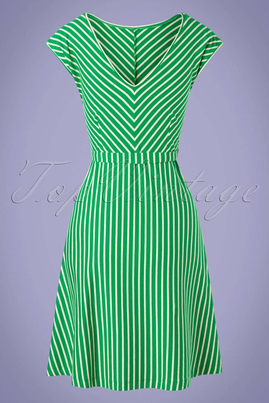 60s Grace Breton Stripe Dress in Very Green