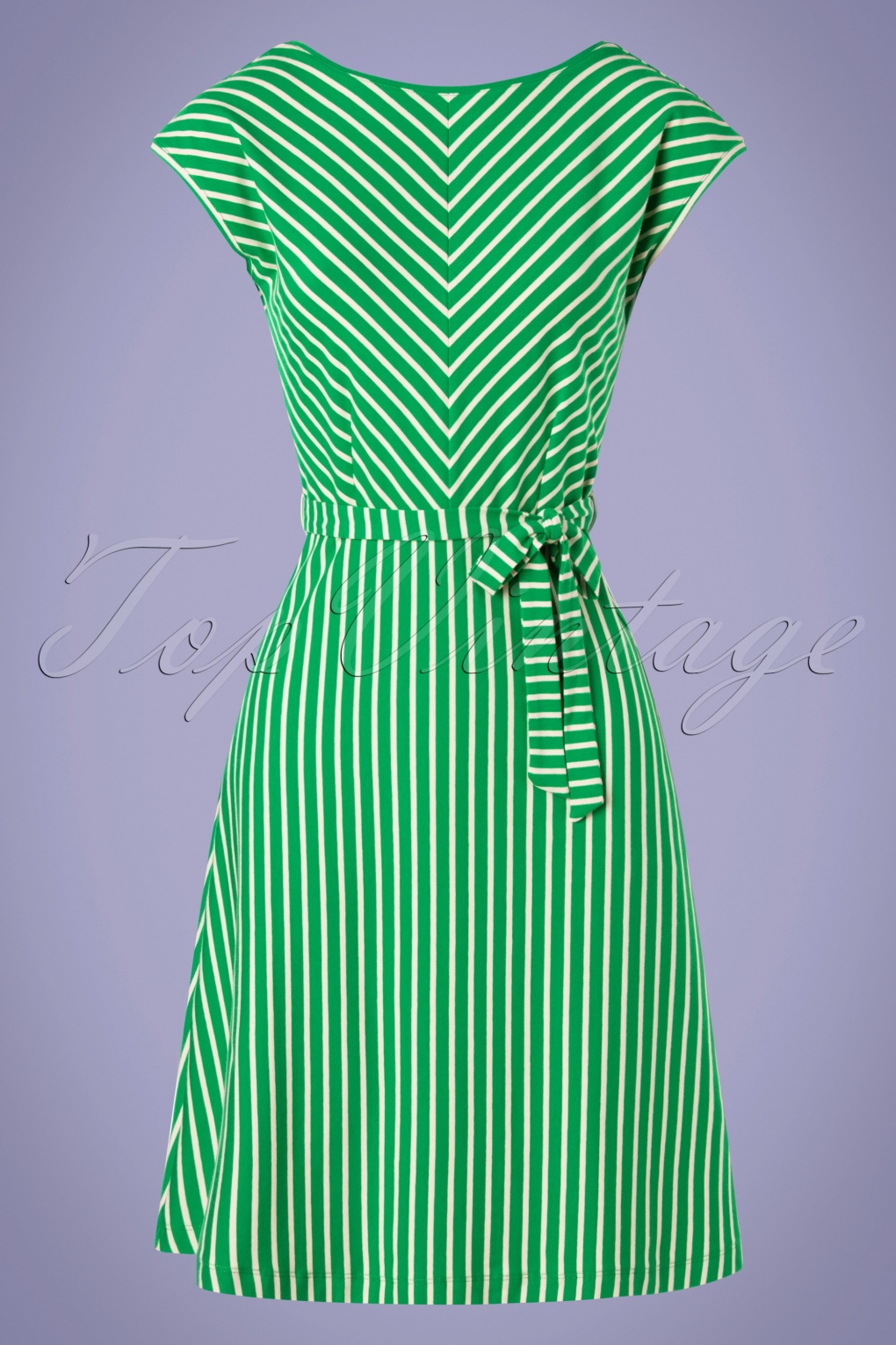 60s Grace Breton Stripe Dress in Very Green
