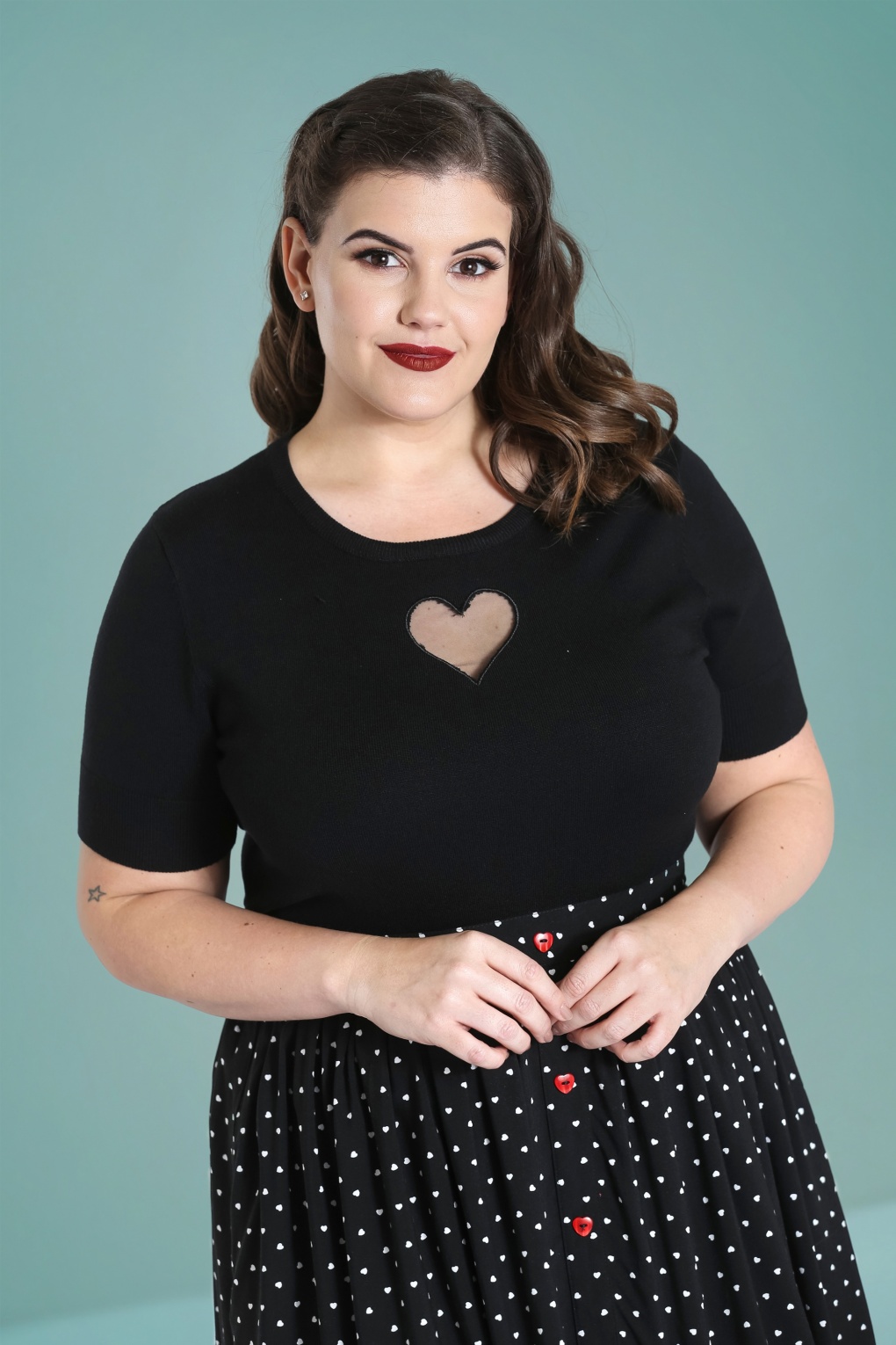 60s Hearts Top in Black
