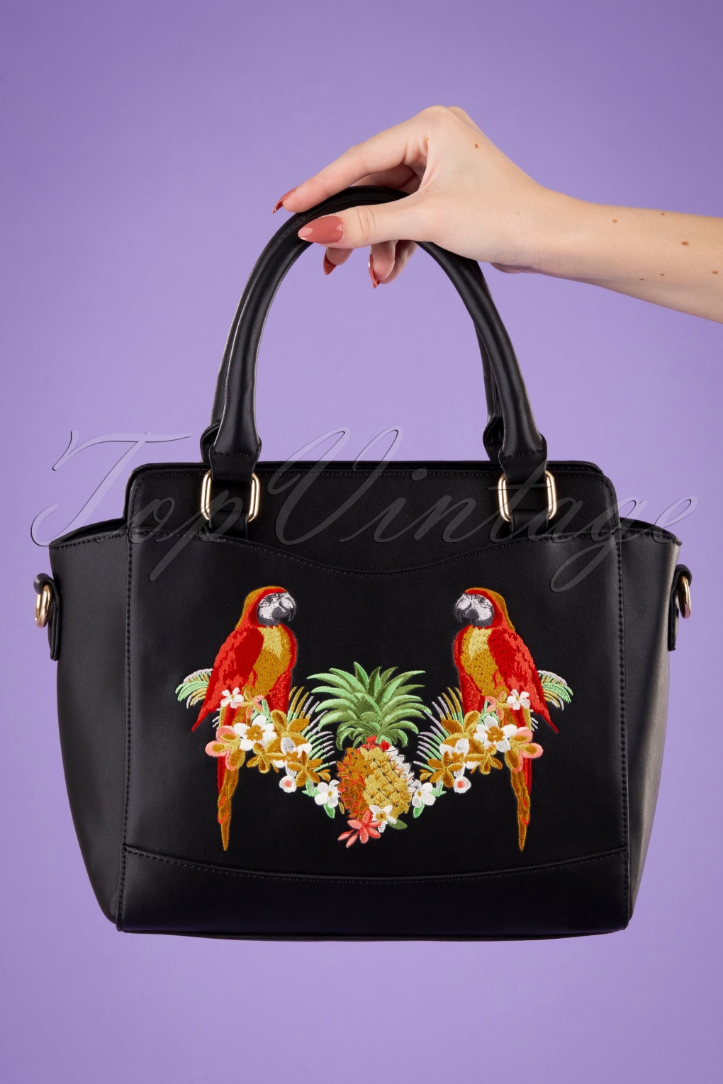 50s Seychelles Tropical Bag in Black