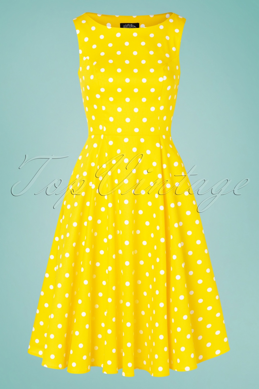 50s Cindy Polkadot Swing Dress In Yellow