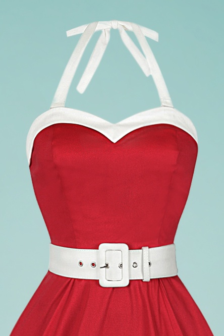 Collectif Clothing Georgie Nautical halter swingjurk in rood | Shop bij ...