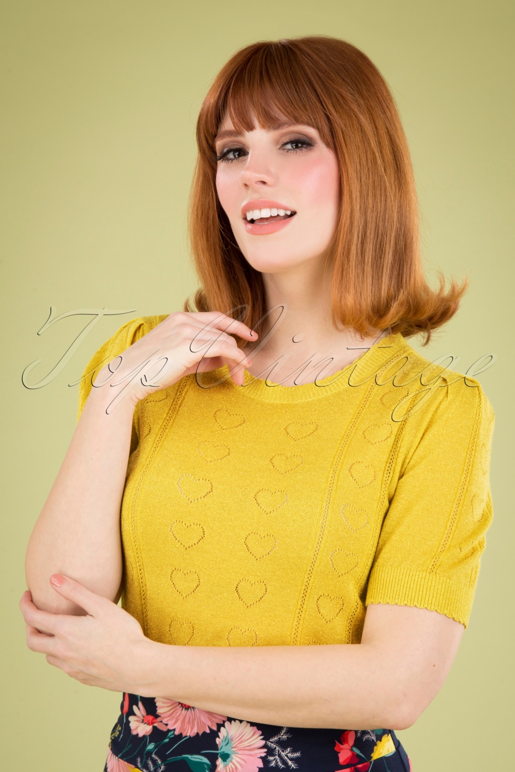King Louie 60s Agnes Decor Top in Aurora Yellow | Topvintage