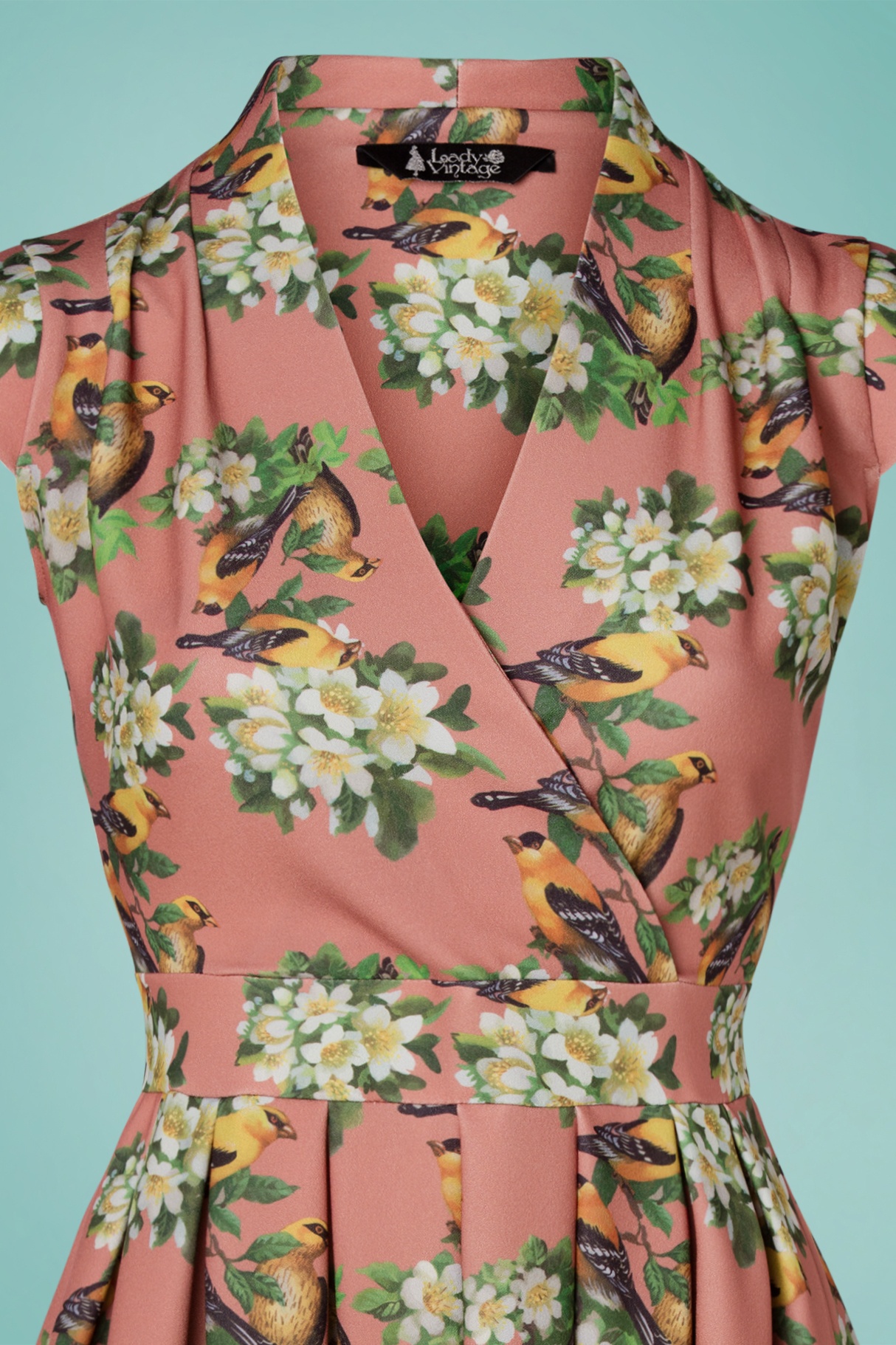 Lady V by Lady Vintage Eva trio birds swing jurk in vintage roze | Shop ...