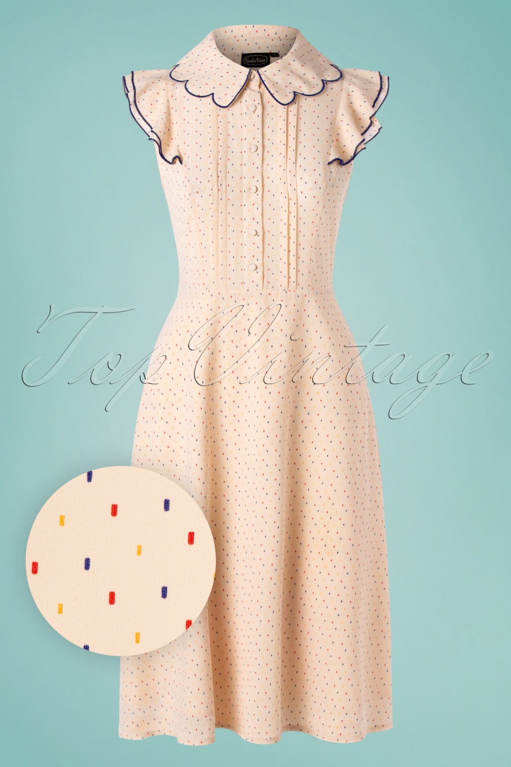 Vixen Caroline Tea Dress Années 50 en Crème | Acheter chez Topvintage