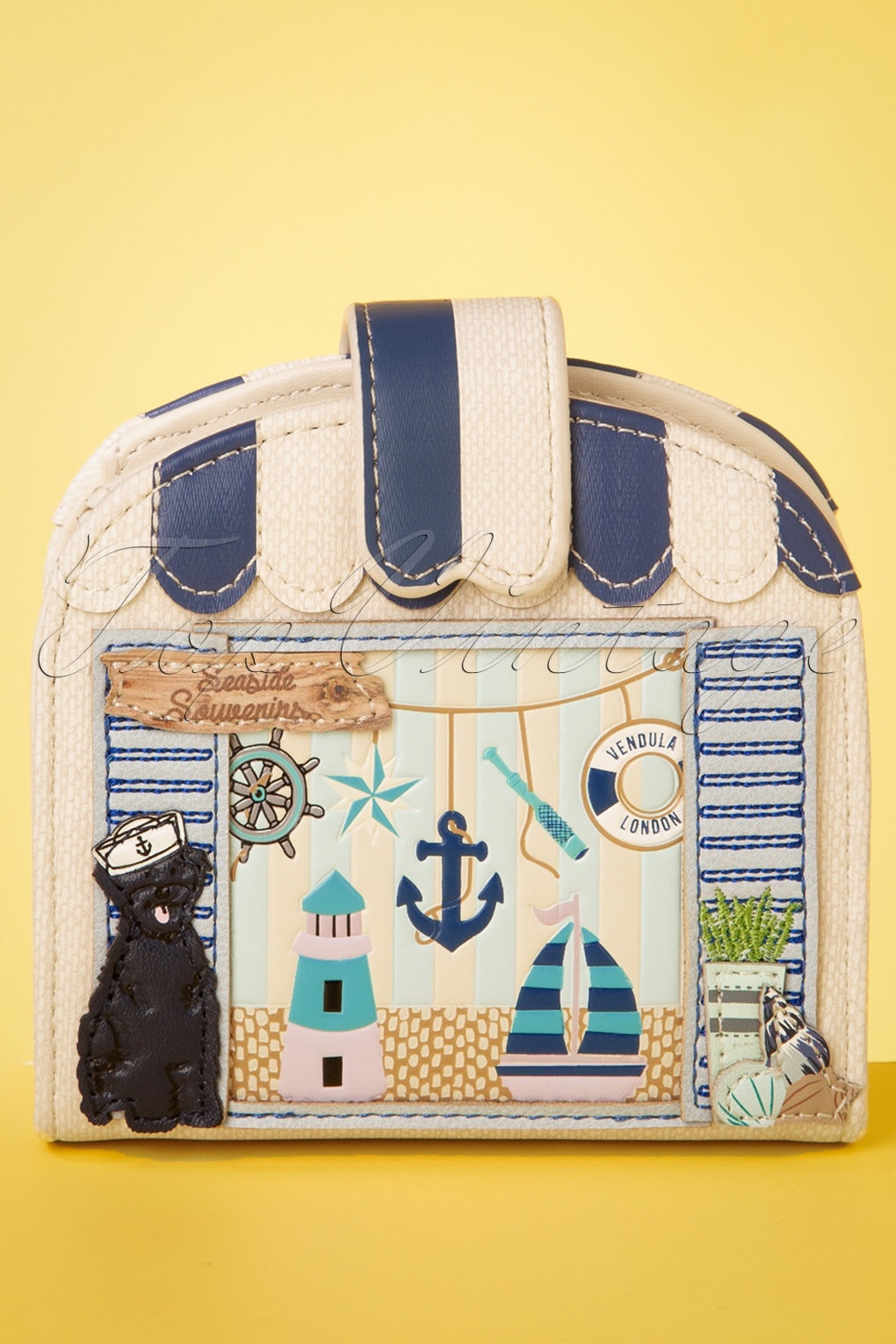 Vendula Seaside Souvenir Wallet Années 50 en Bleu Marine et Écru ...
