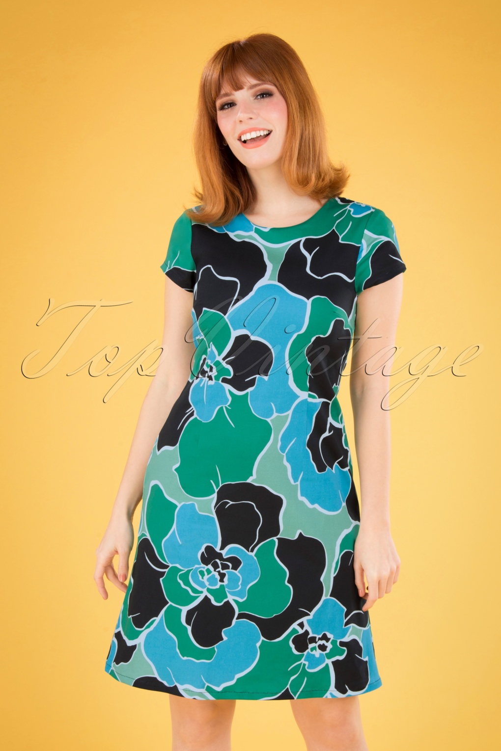 Cissi och Selma 60s Alice Diva Dress in Floral Green | Shop at Topvintage