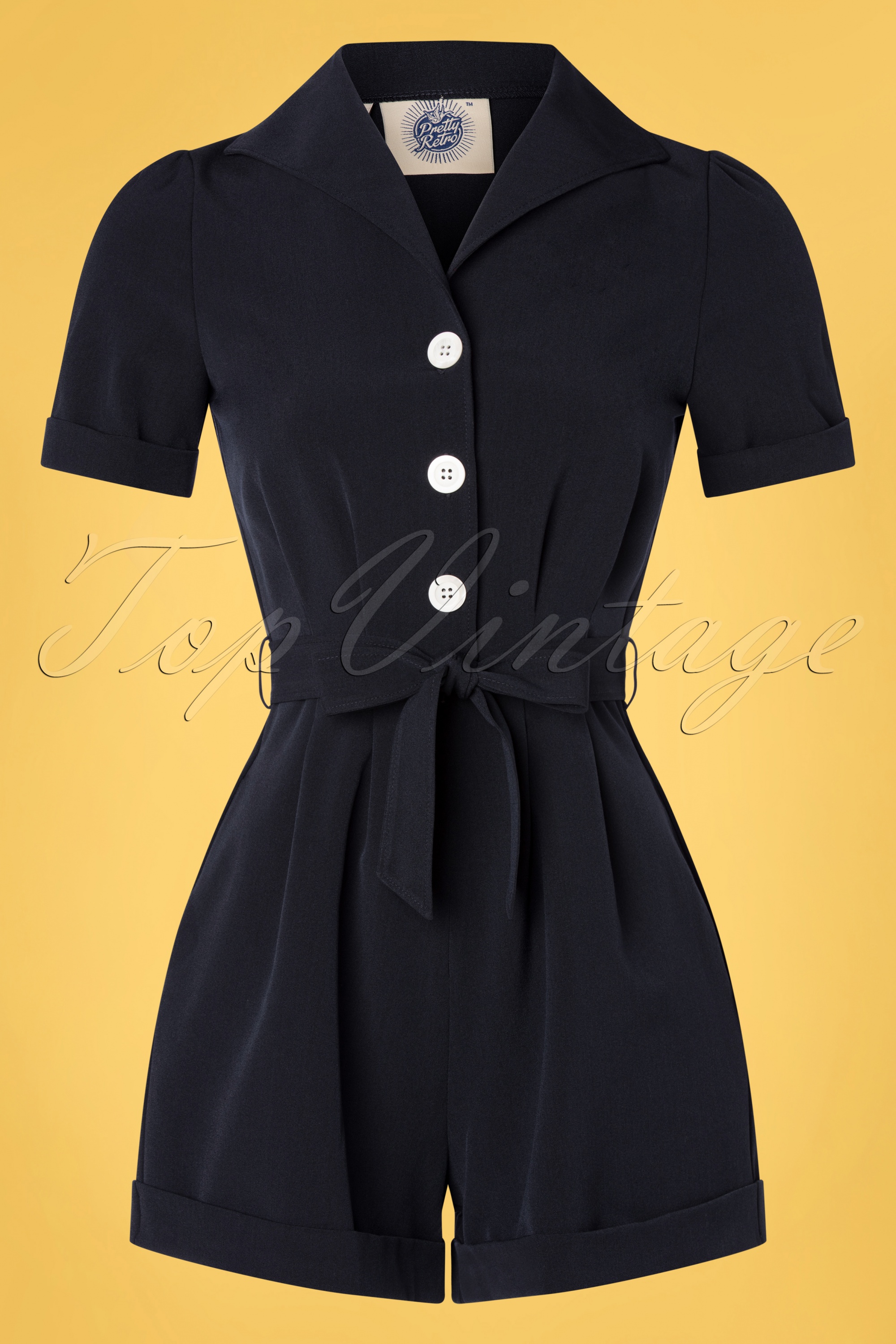 Pretty Retro Exclusief bij Topvintage ~ Pretty playsuit in marineblauw ...