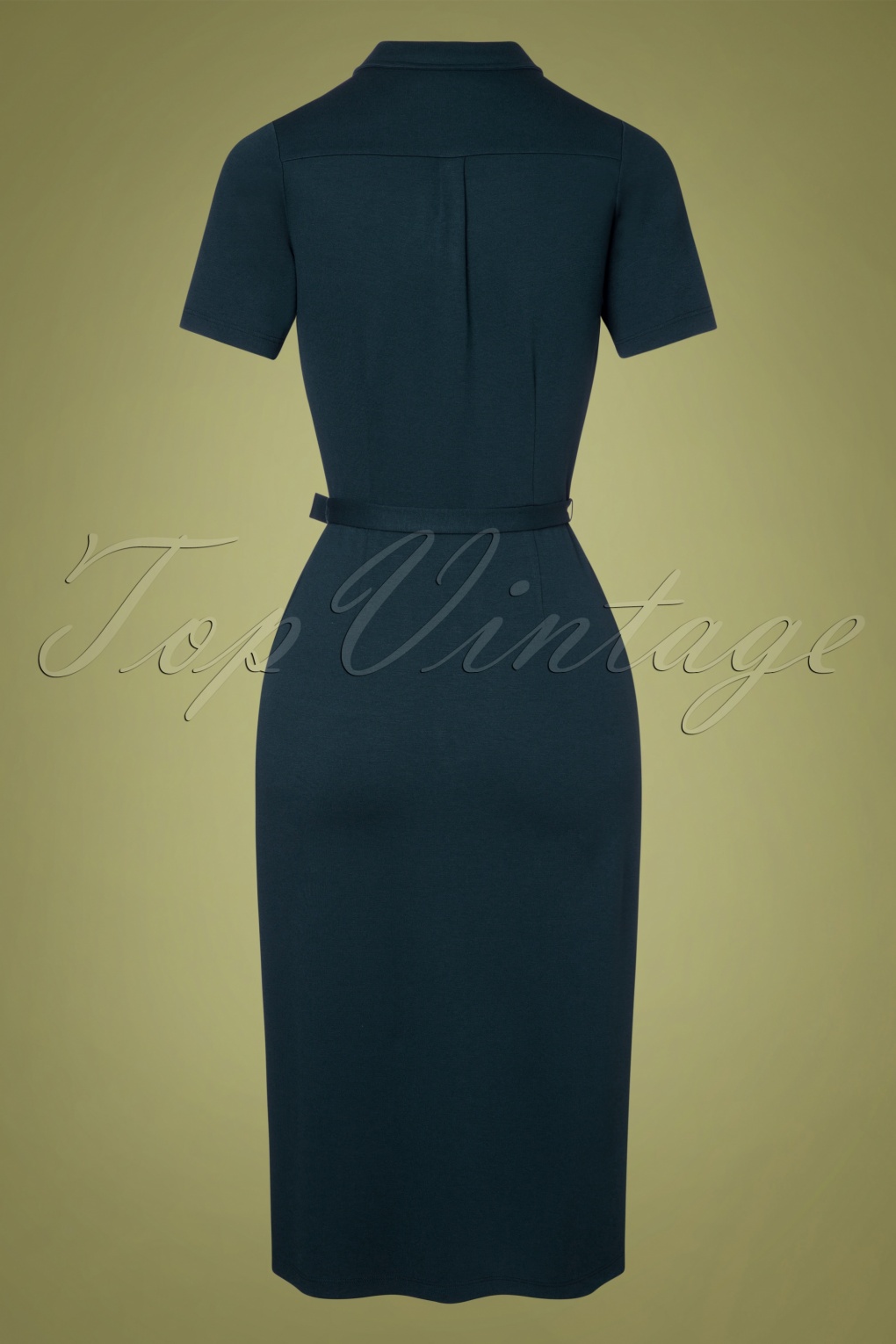 60s Rosie Slim Fit Milano Dress in Pond Blue