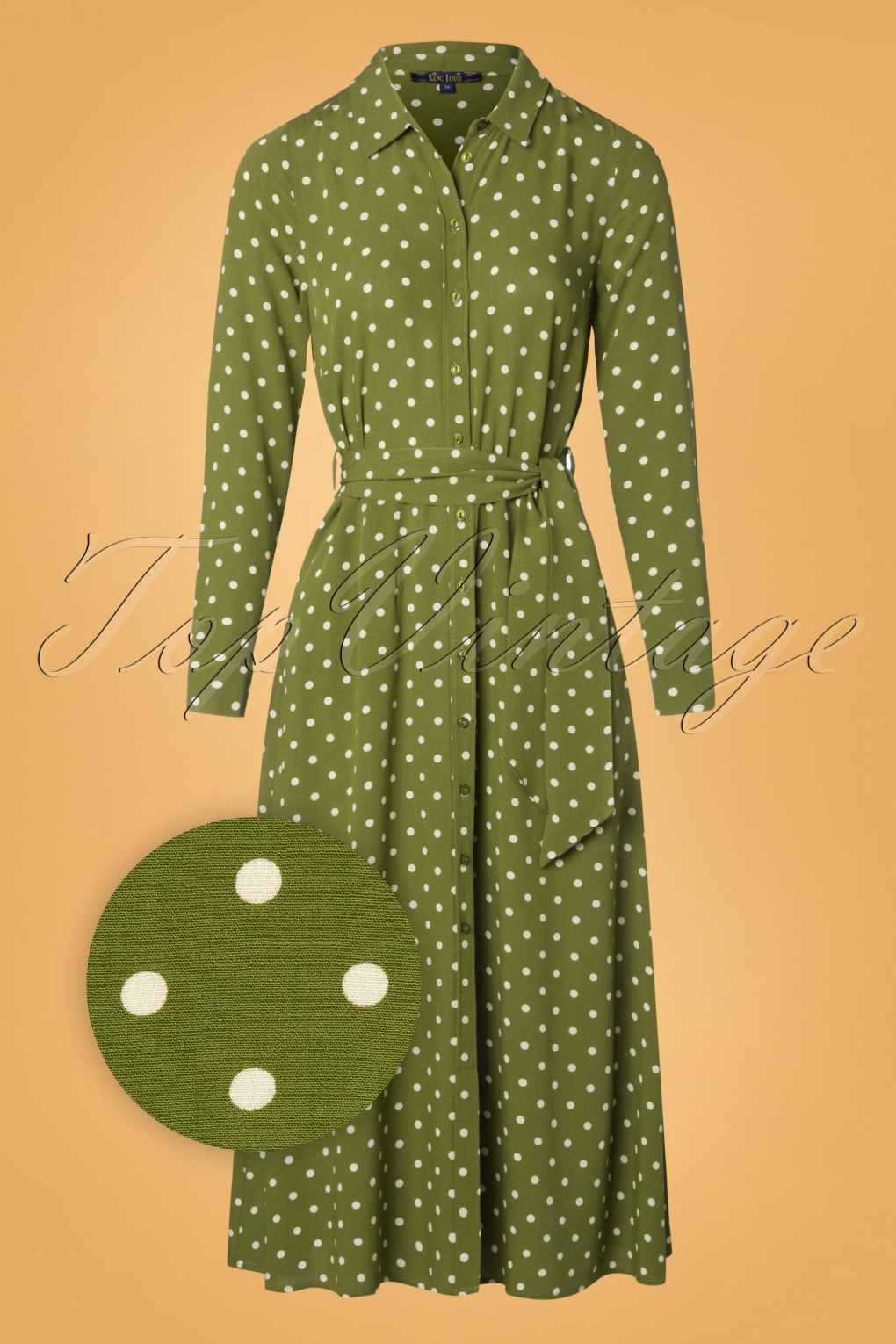 60s Rosie Pablo Midi Dress in Olive Green