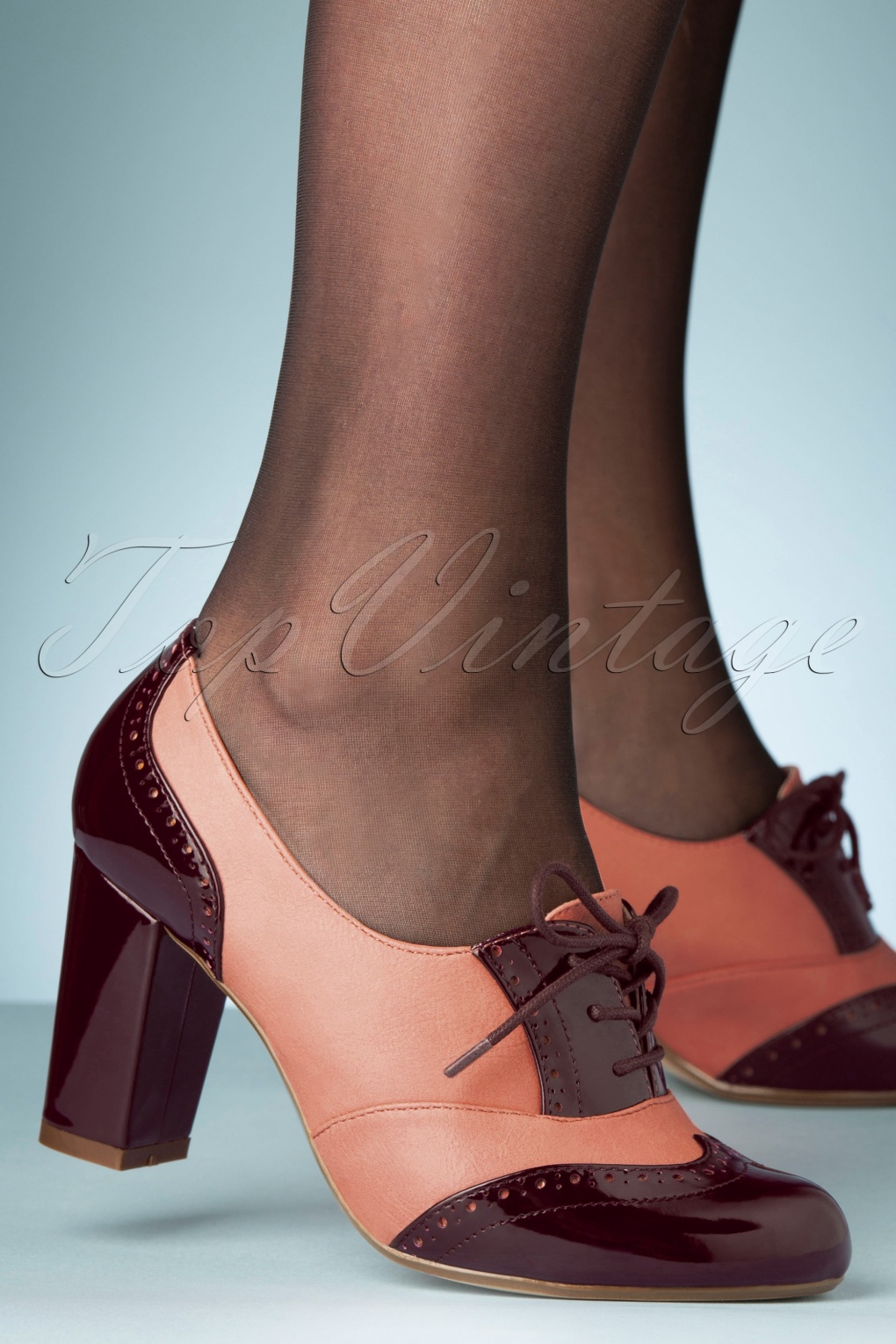 60s Orly Shoe Booties in Burgundy and Mauve