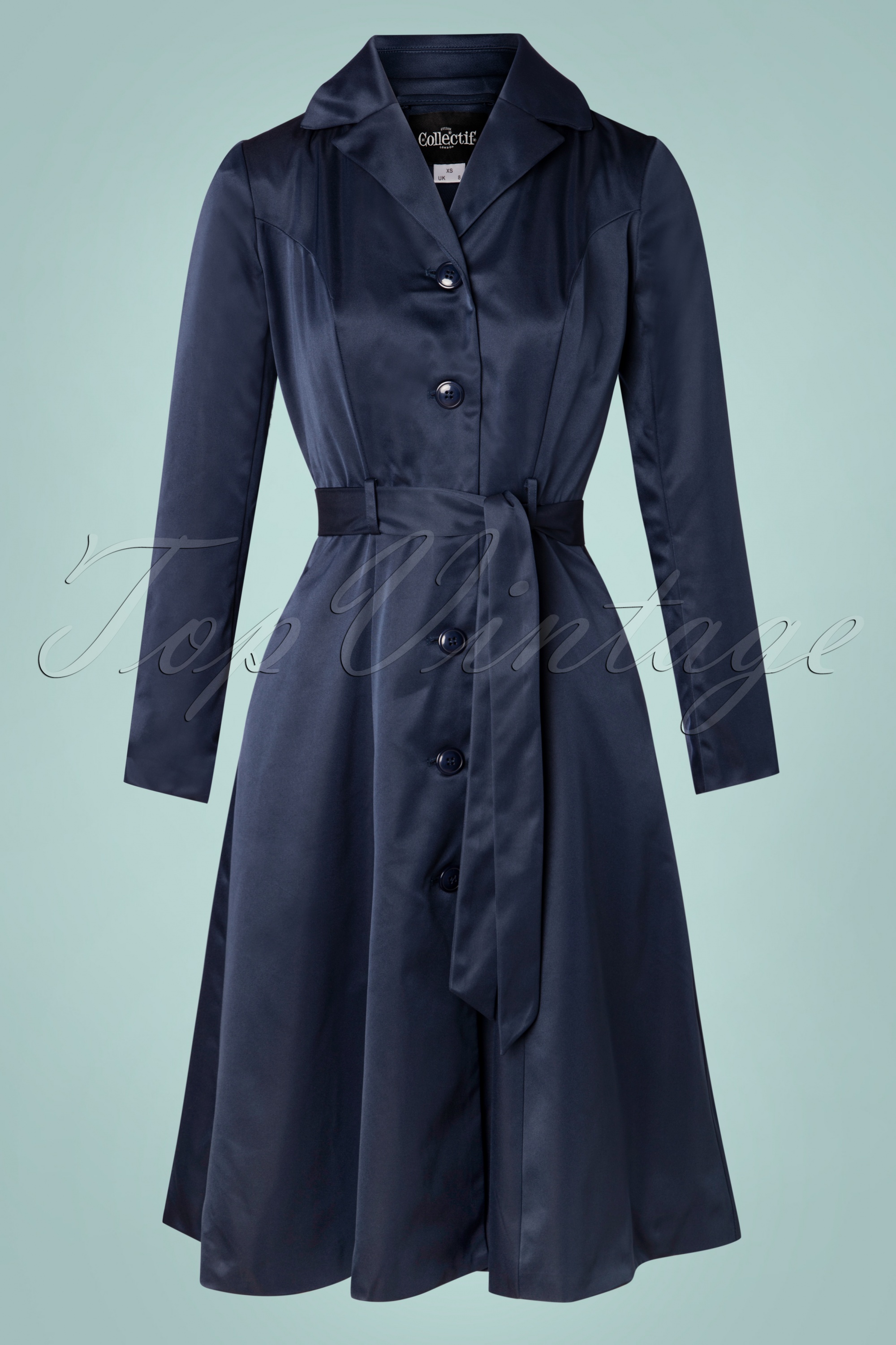 Collectif Clothing 40s Nala Coat in Navy | Topvintage