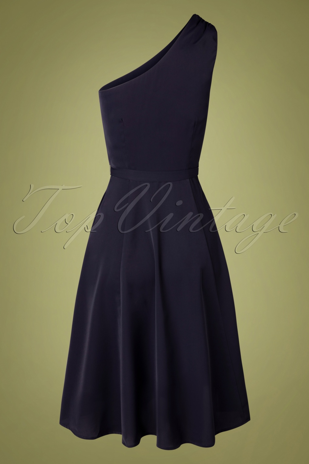50s Cindal Flared Dress in Navy