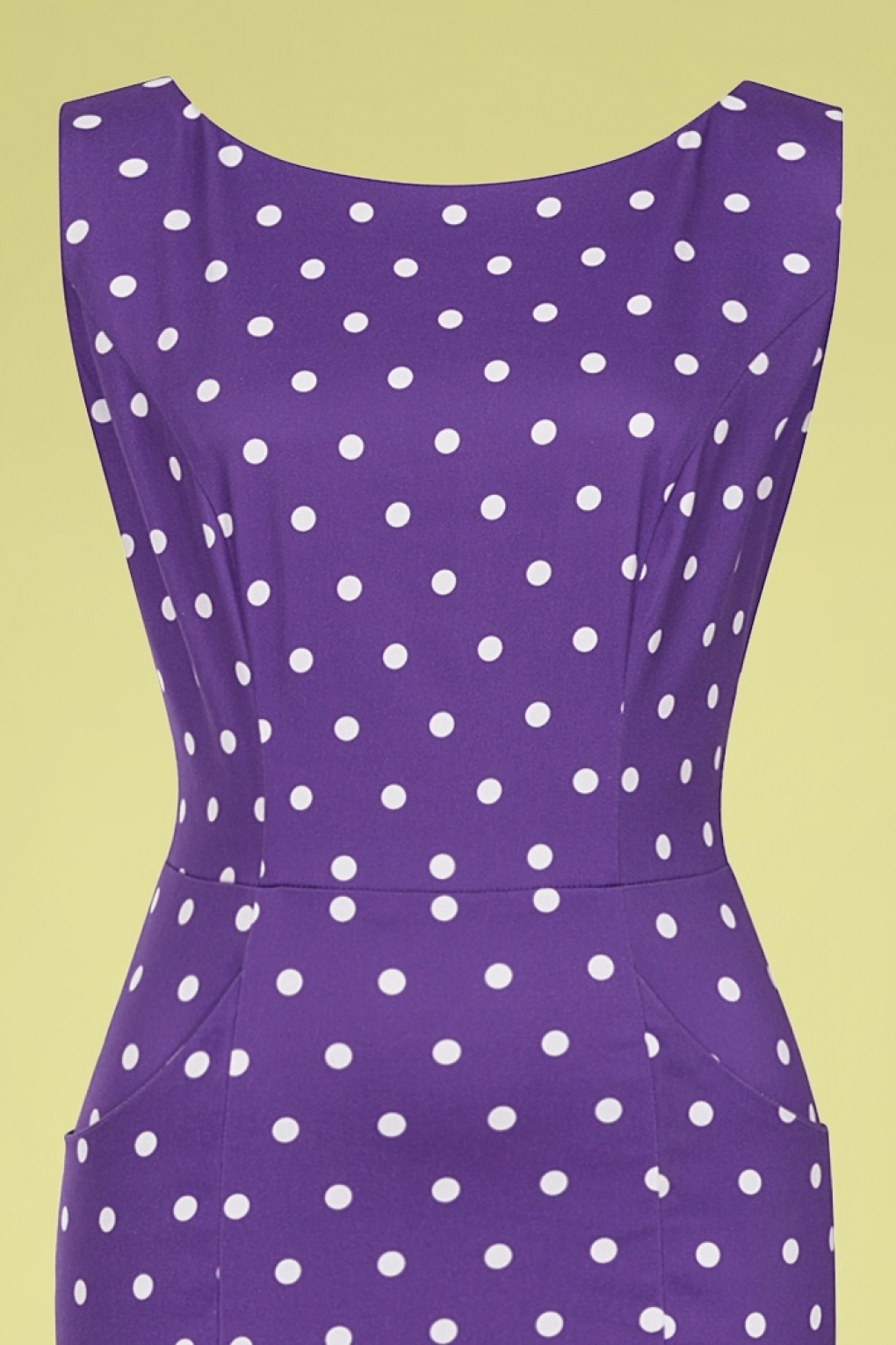 50s Hepburn Pretty Polka Dot Pencil Dress In Purple