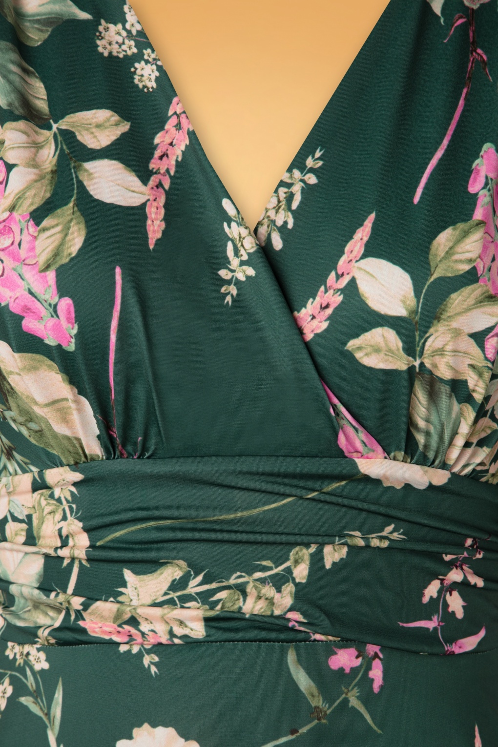 50s Helene Floral Cross Over Maxi Dress in Green
