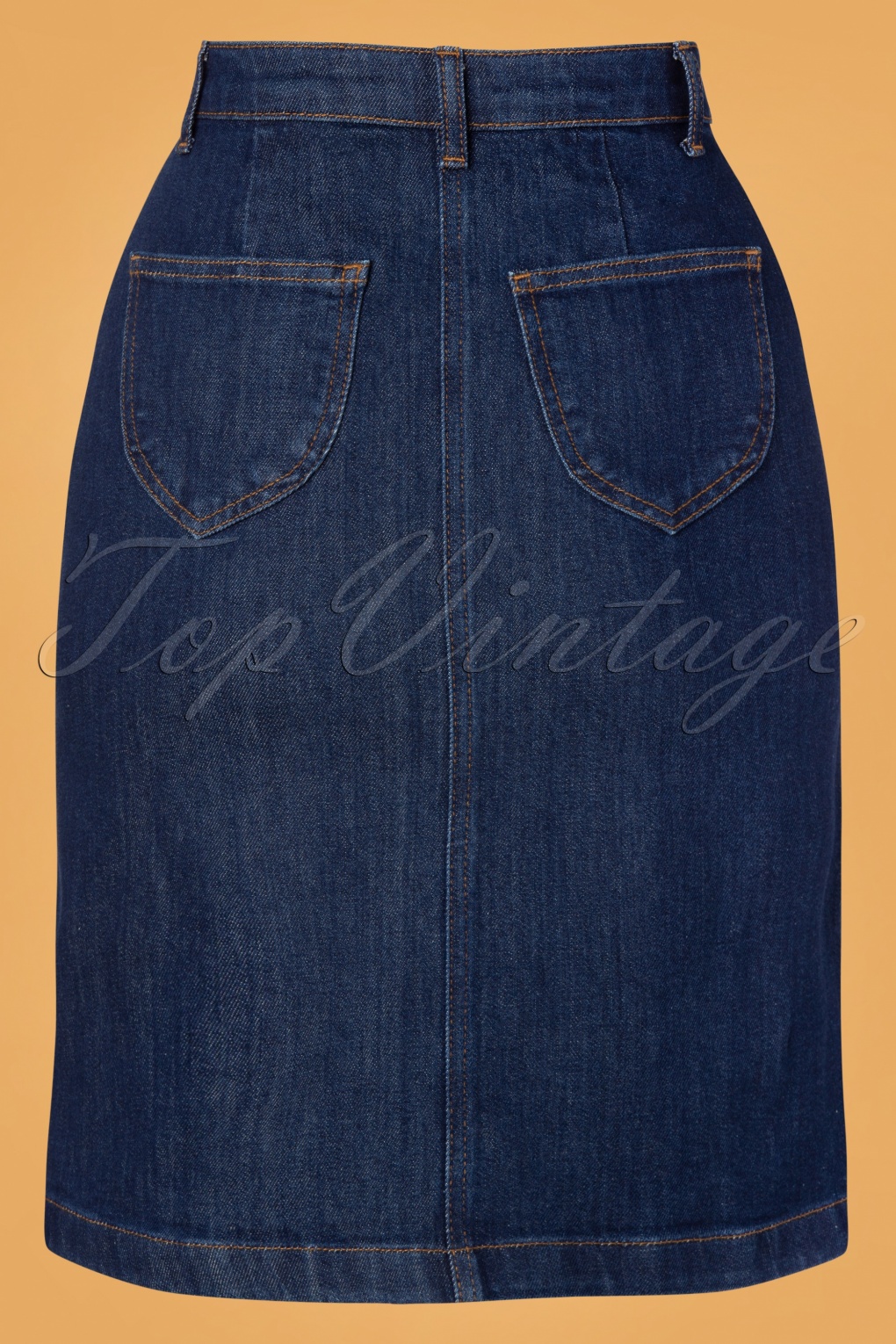 60s Angie Golden Denim Pocket Skirt in Indigo Blue