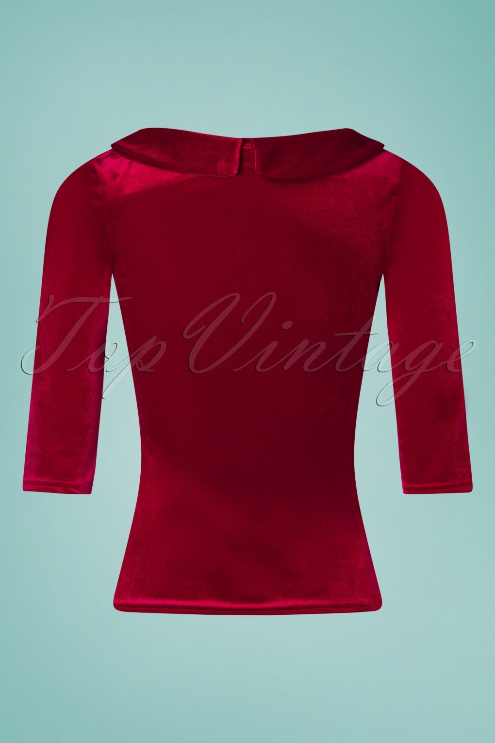 Vintage Chic for Topvintage | 50s Belle Velvet Bow Top in Lipstick Red