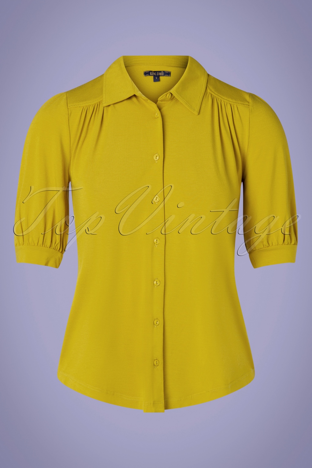 King Louie | 60s Carina Ecovero Light Blouse in Spring Geel