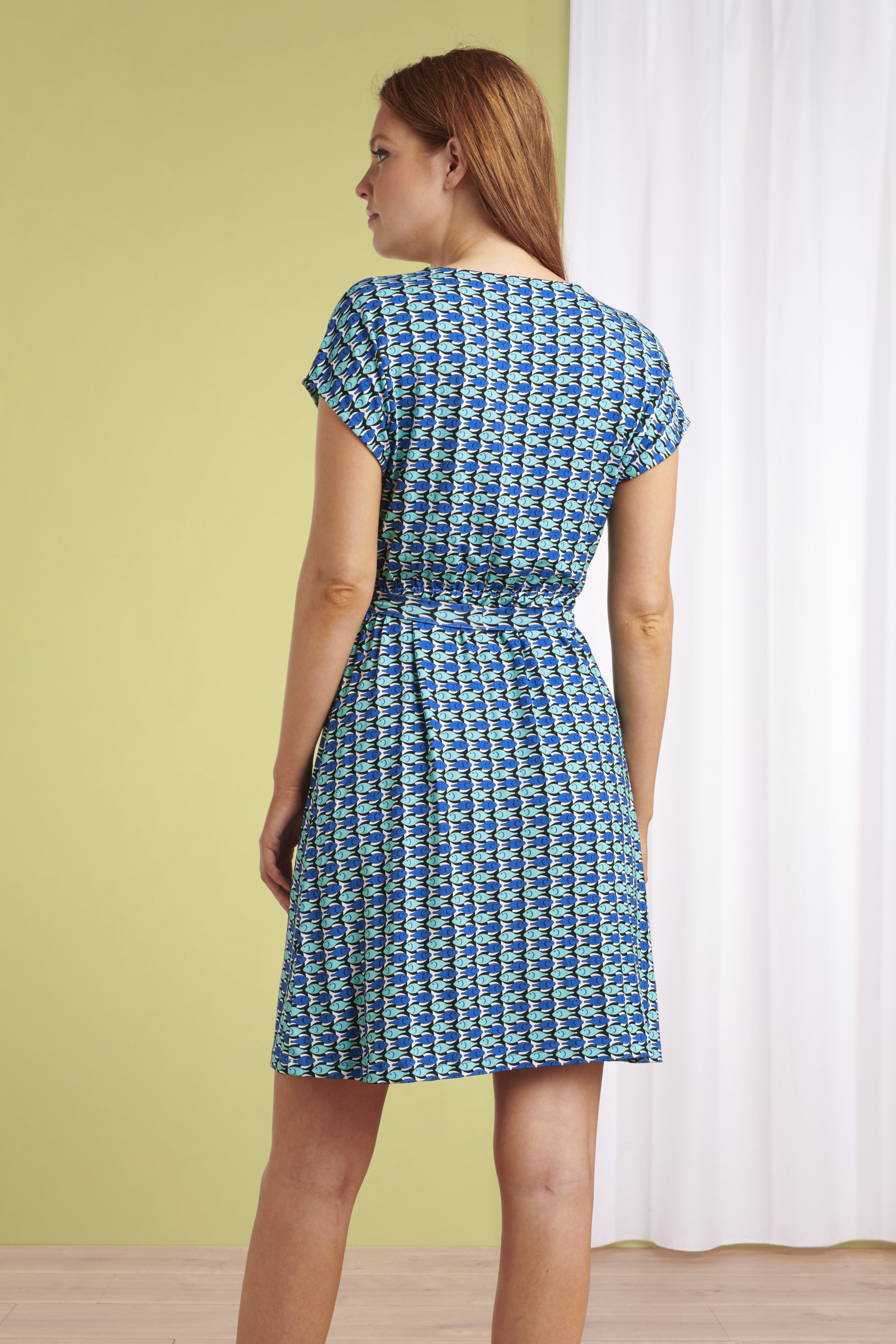 Smashed Lemon Deena Fish jurk in blauw | Shop bij Topvintage