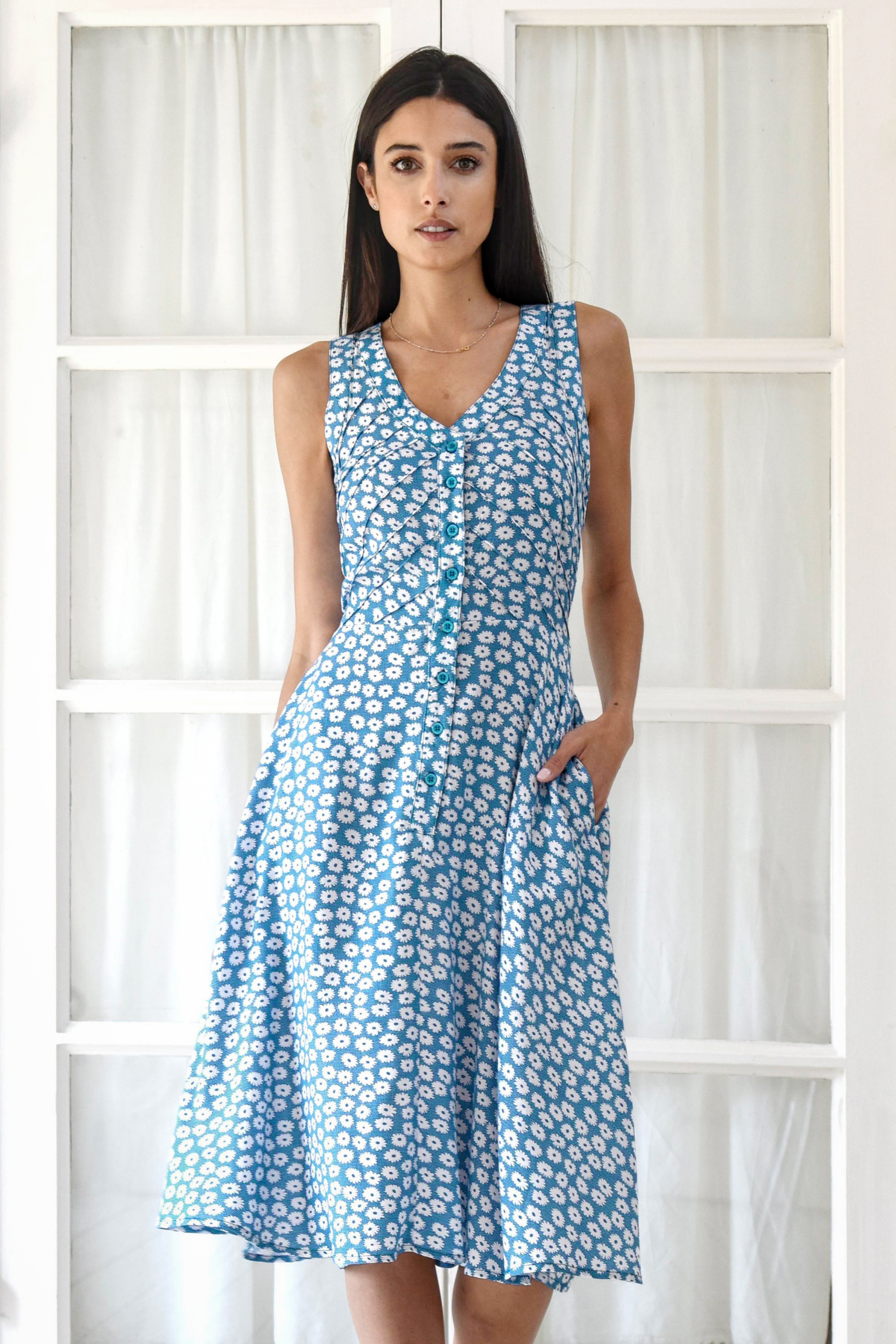 Pretty Vacant Eva Daisy Kleid in Blau | Einkaufen bei Topvintage