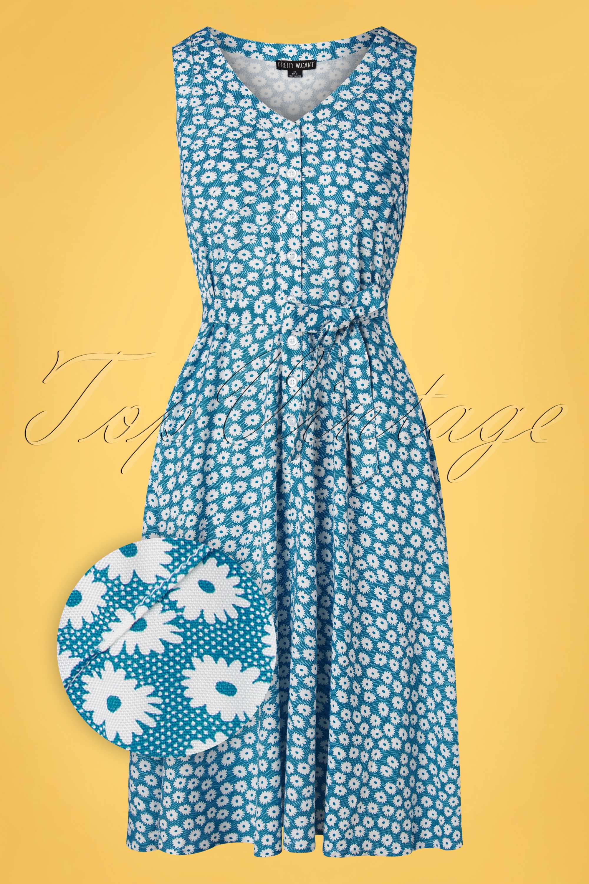 Pretty Vacant Eva Daisy jurk in blauw | Shop bij Topvintage