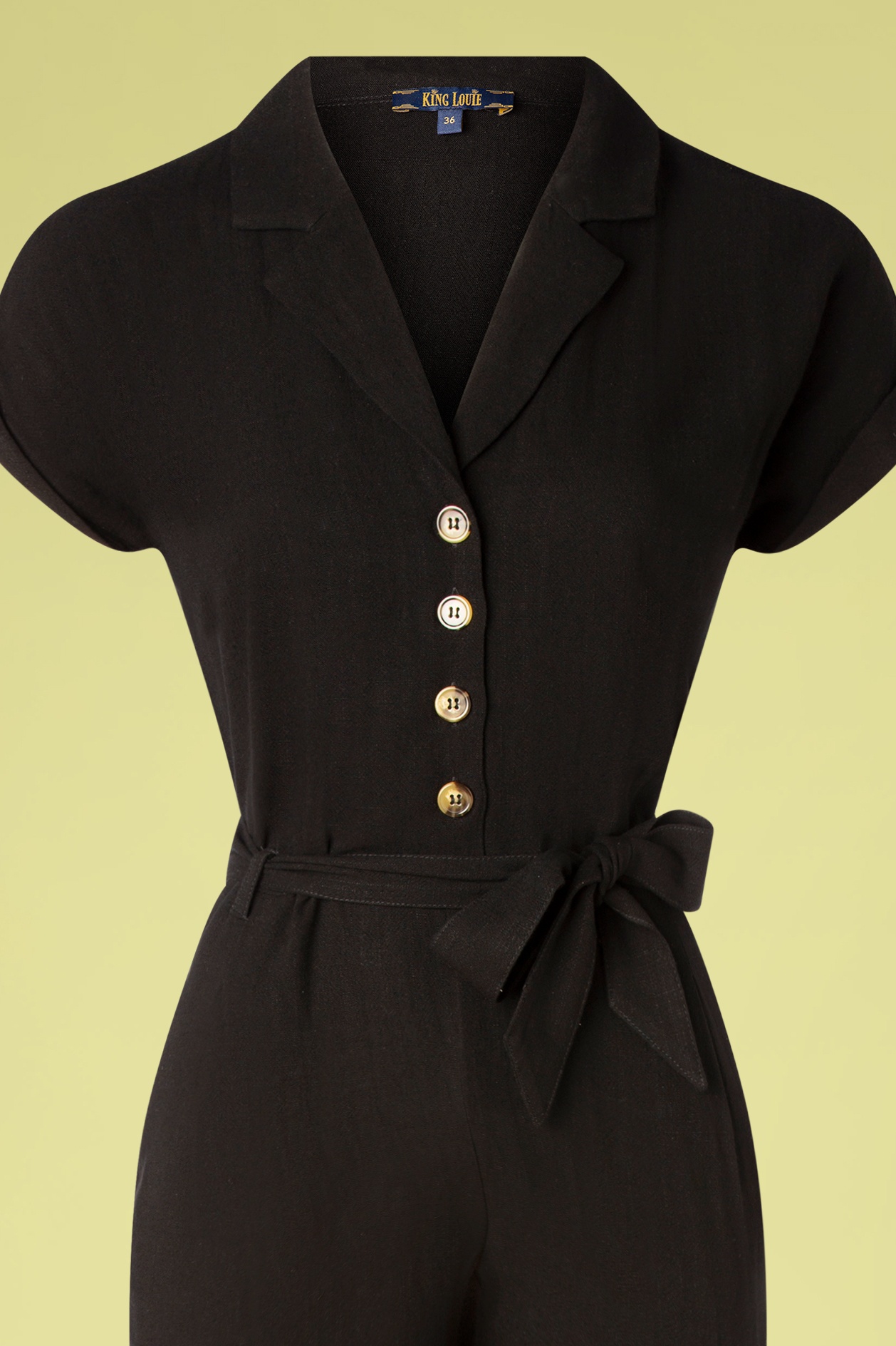 King Louie 60s Daisy Hooper Jumpsuit in Black | Shop at Topvintage