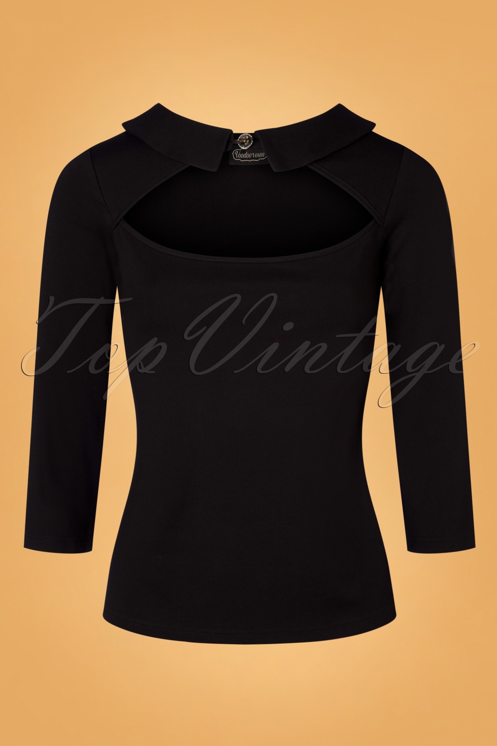 Cia Cut Out Collard Top Années 50 en Noir Vixen | Topvintage