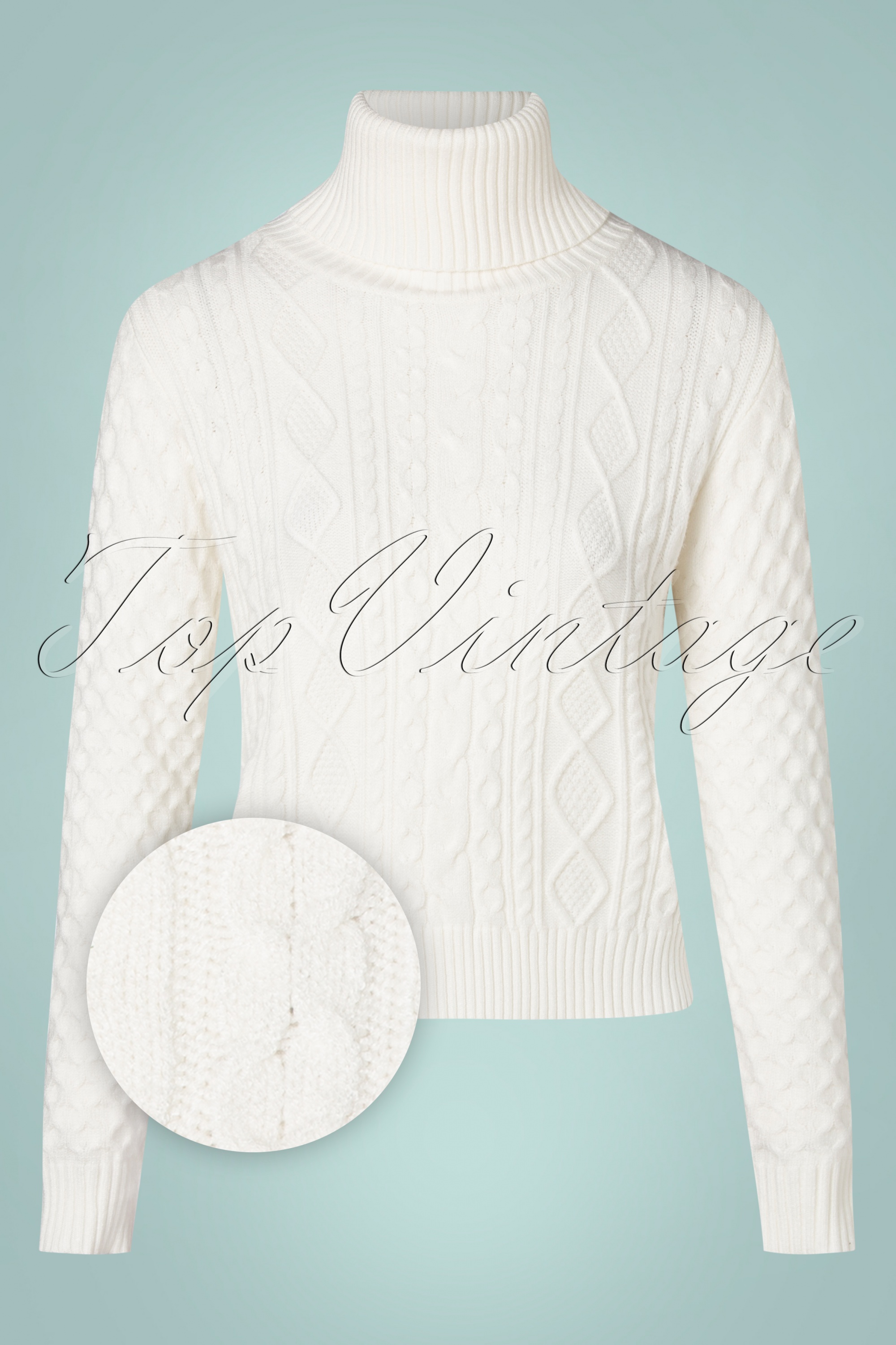 Smashed Lemon 60s Olly Rollneck Sweater in Off White | Shop at Topvintage