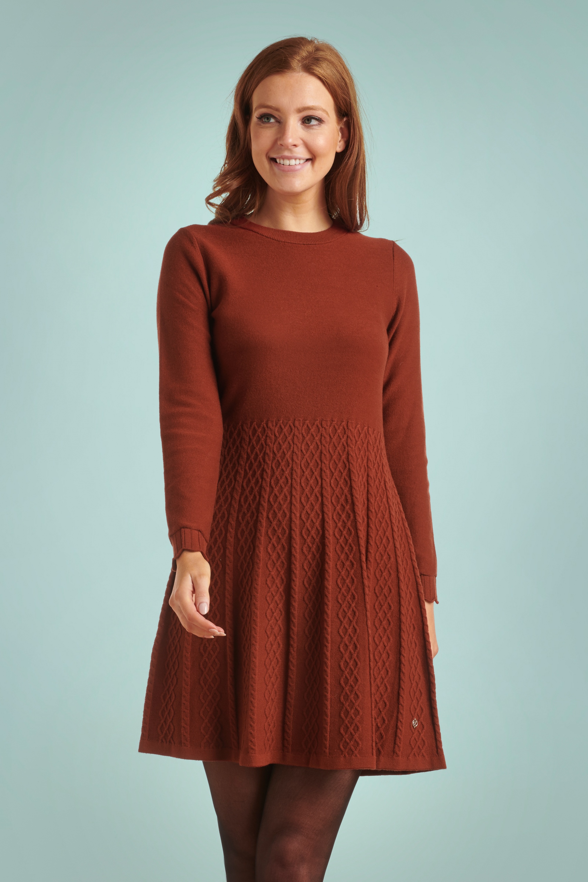 Smashed Lemon 60s Nina Knitted Dress in Rust | Shop at Topvintage