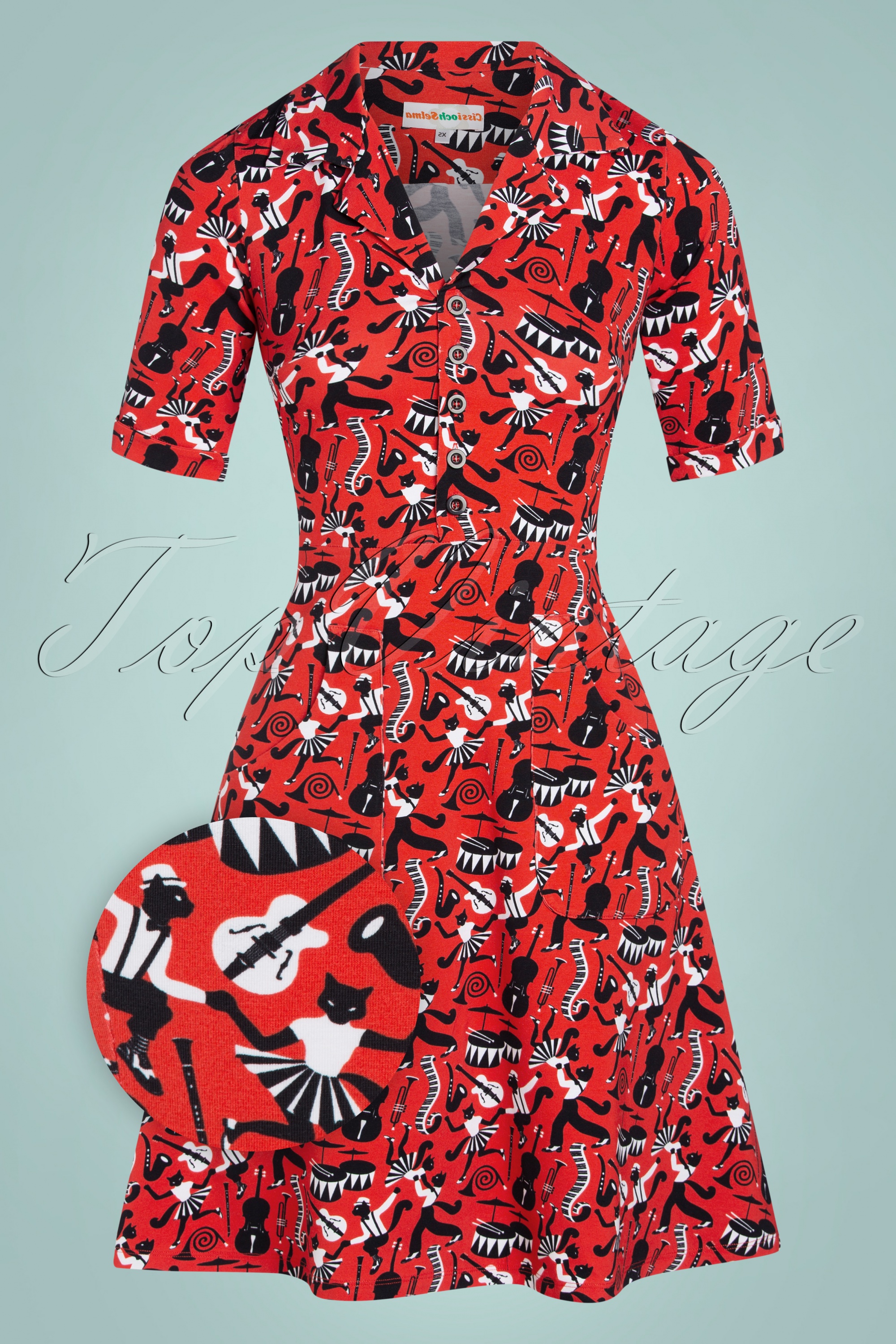 Cissi och Selma 60s Monica Klarinett Dress in Red | Shop at Topvintage