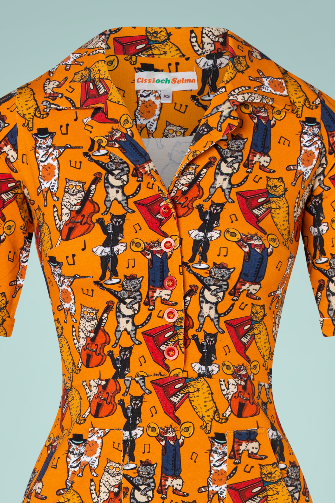 Cissi och Selma 60s Monica Jazzkatt Dress in Orange | Shop at Topvintage