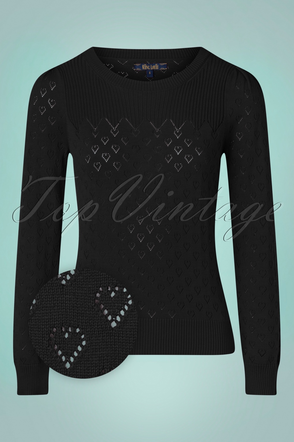 King Louie | 60s Bella Heart Ajour Top in Black