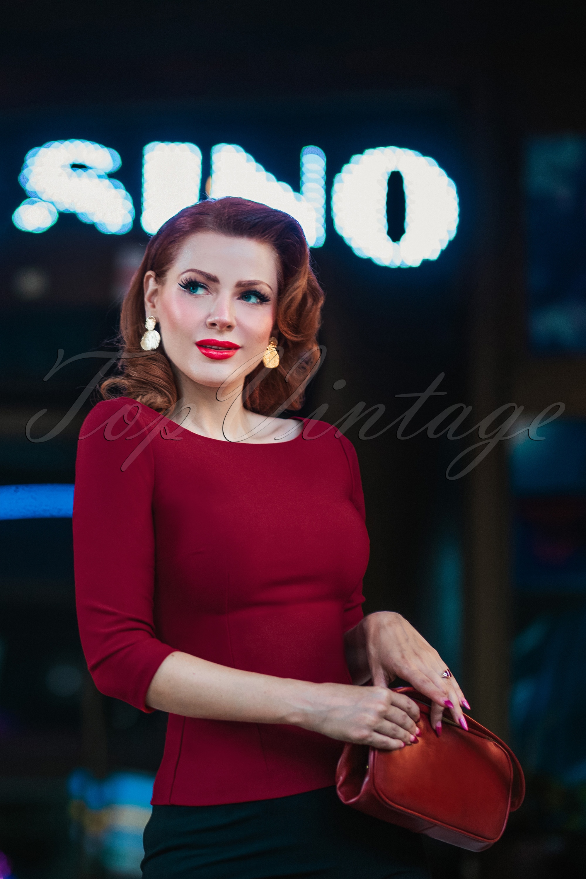 Glamour Bunny Joy Top Années 50 en Rouge Vif | Acheter chez Topvintage