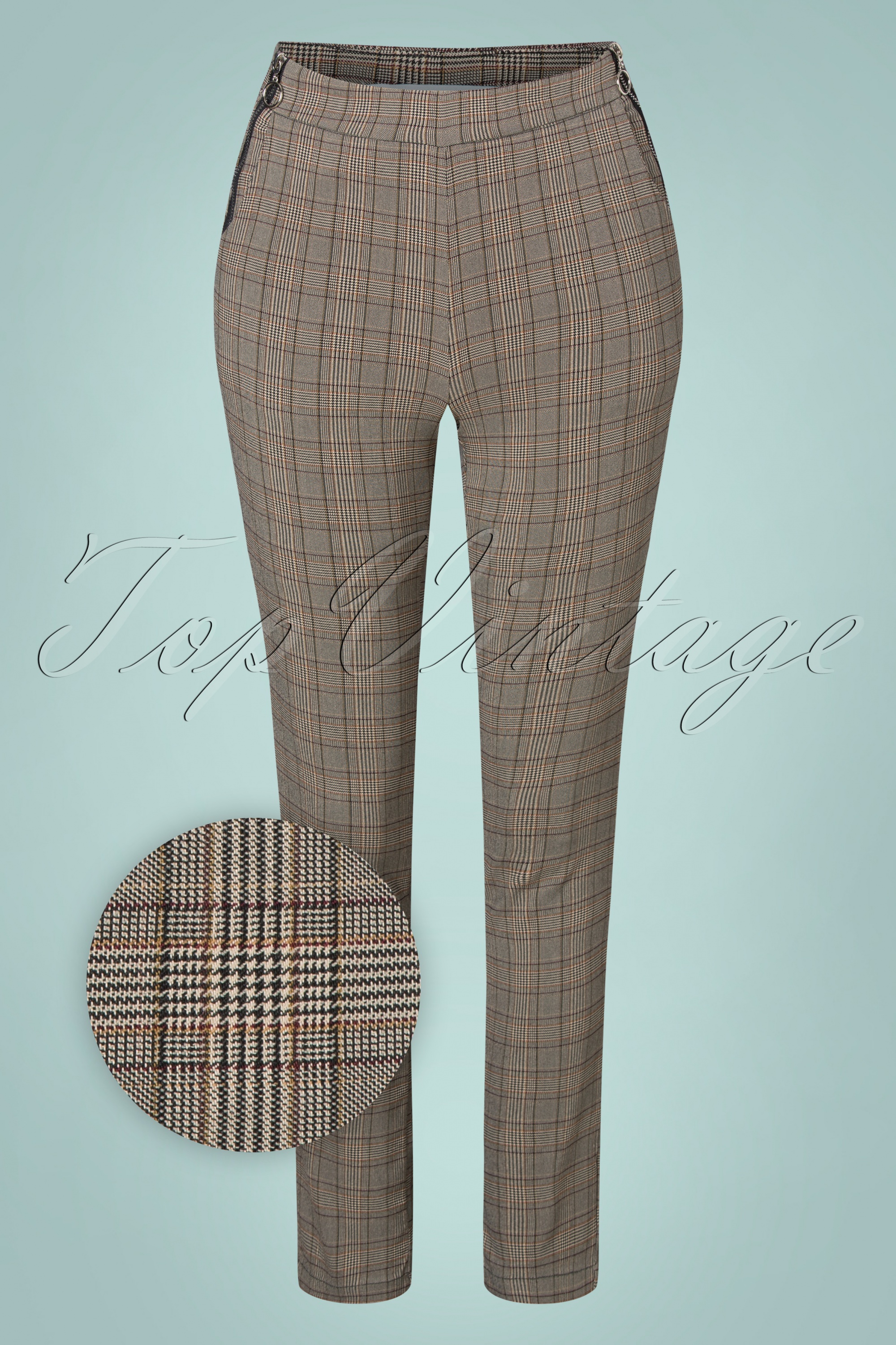 Md'M 60s Tiny Check Trousers in Brown | Shop at Topvintage