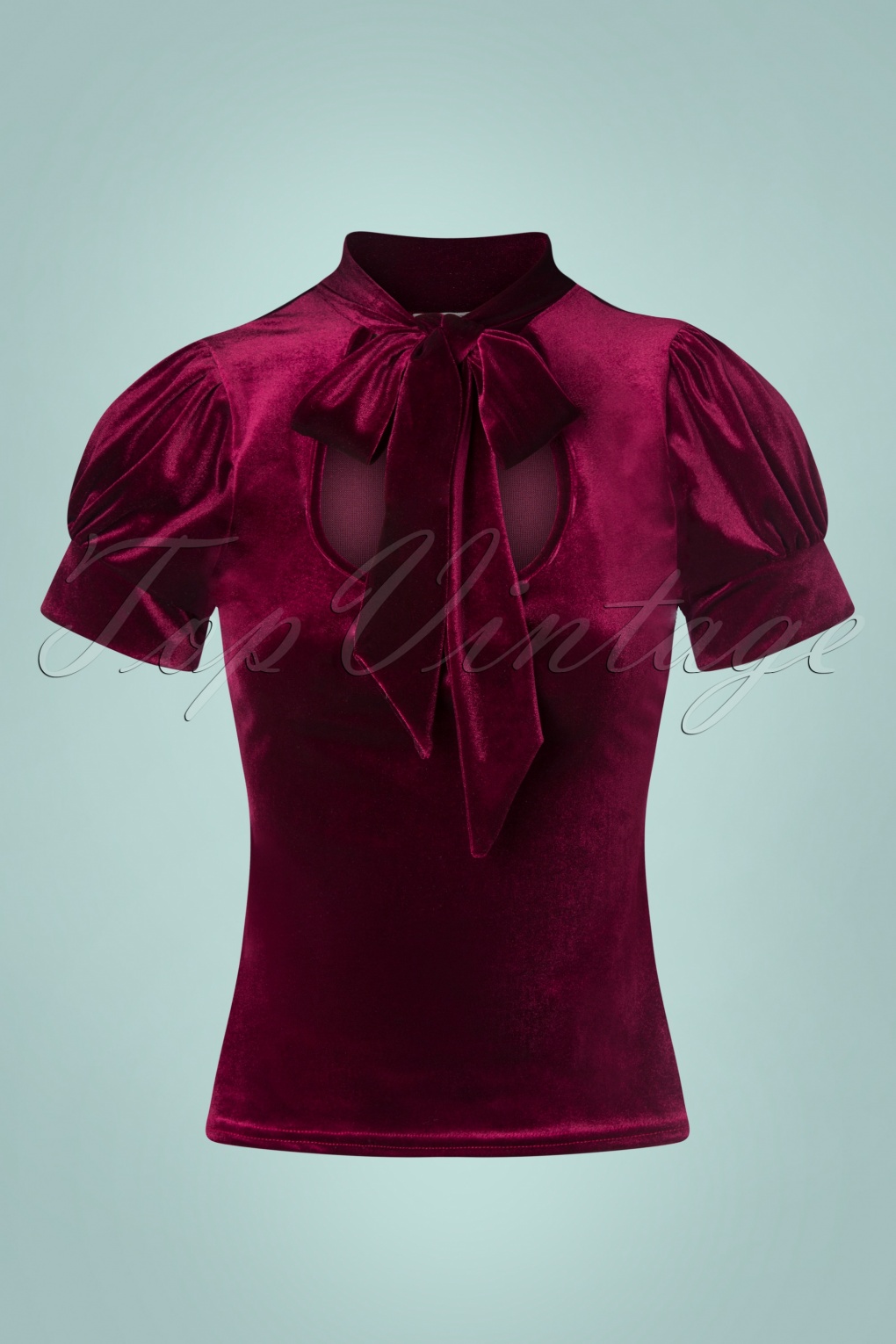 Vintage Chic for Topvintage Bonnie Velvet Tie Neck Top Années 50 en ...