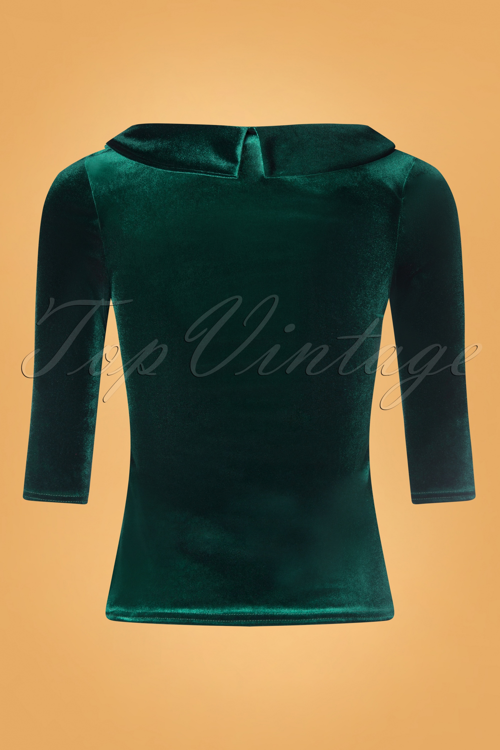 Vintage Chic for Topvintage Belle Velvet Bow Top in Flaschengrün ...