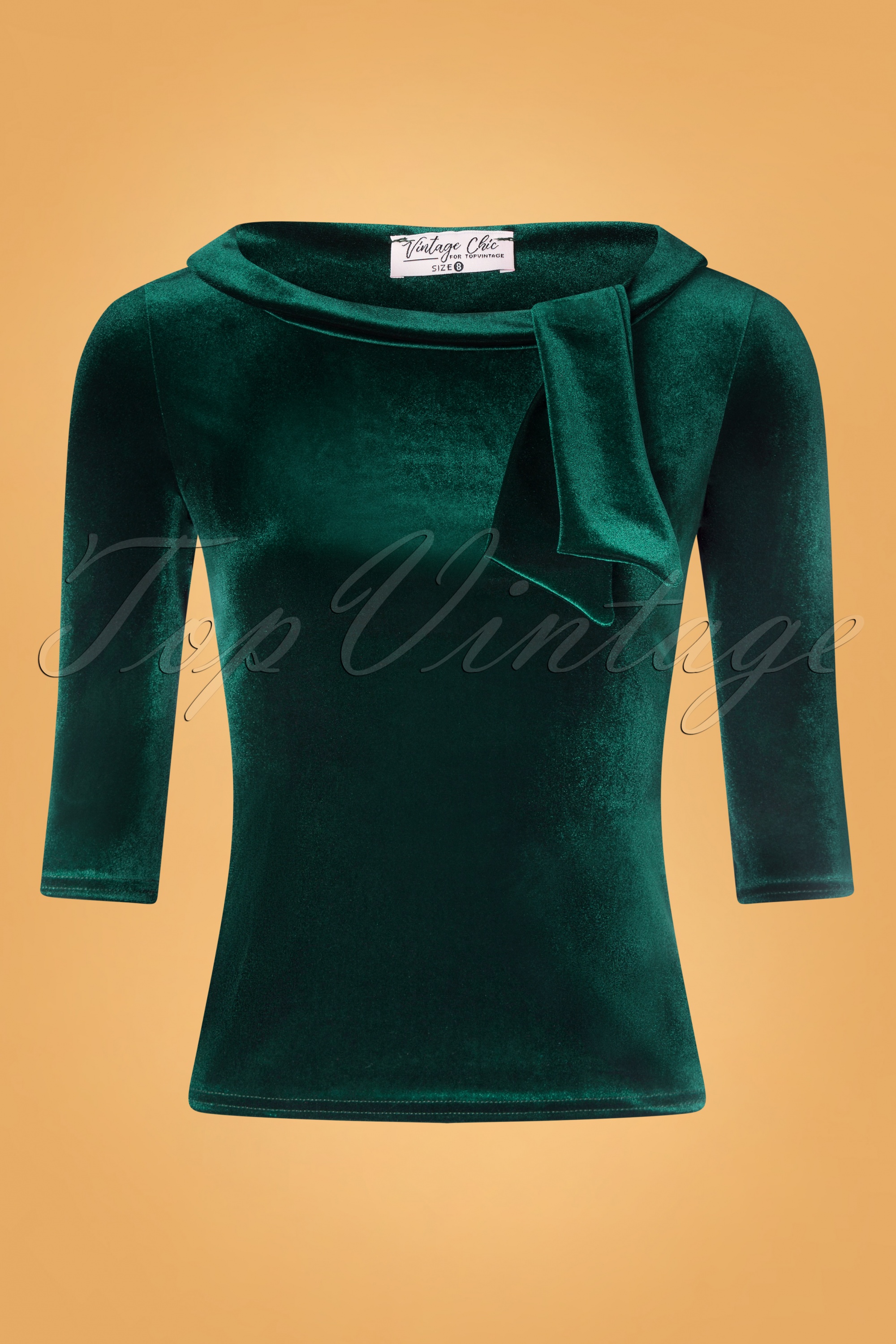 Belle Velvet Bow Top Années 50 en Vert Bouteille Vintage Chic for ...