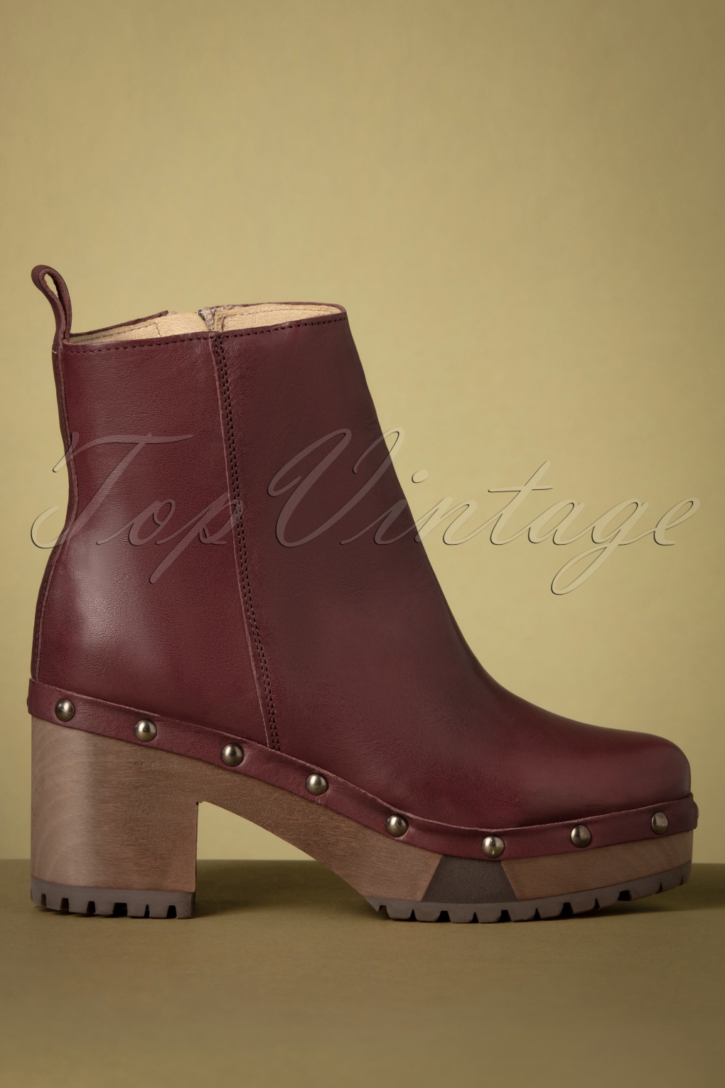 Grünbein | Emma Clog Booties Années 70 en Rouge Brûlé