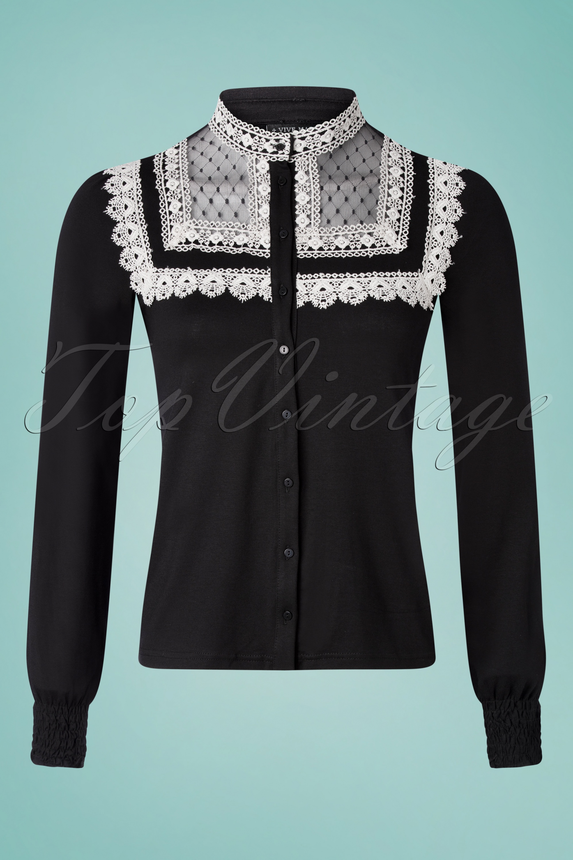 Vive Maria 50s Nuit Francaise Blouse in Black | Shop at Topvintage