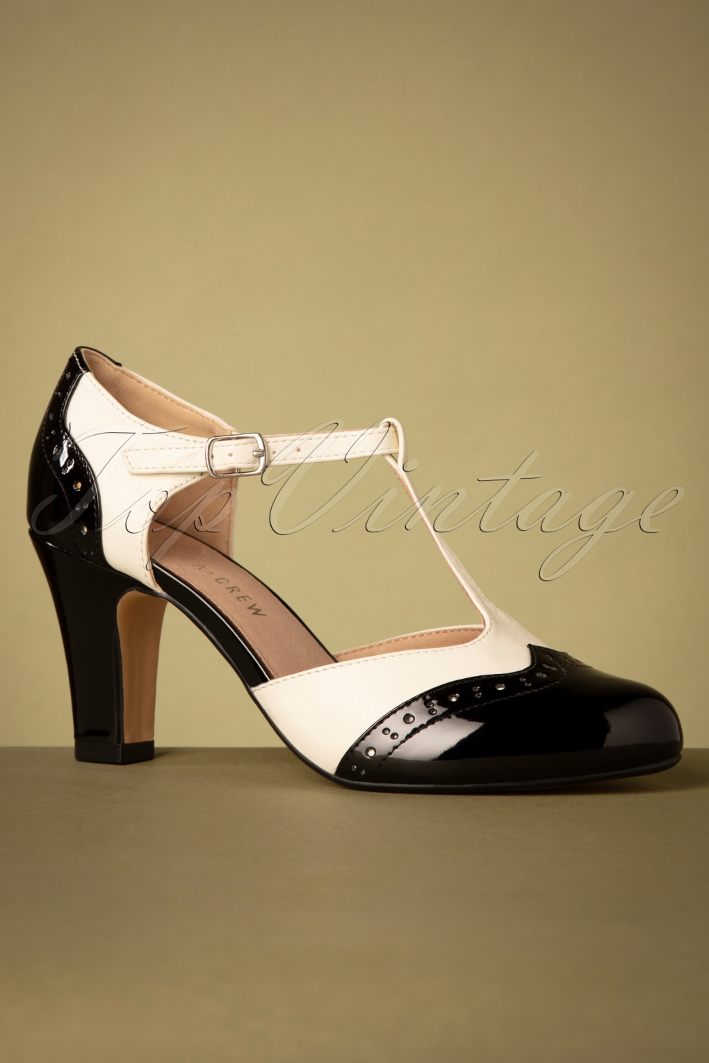 Chelsea Crew | 20s Gatsby T-Strap Pumps in Black and White