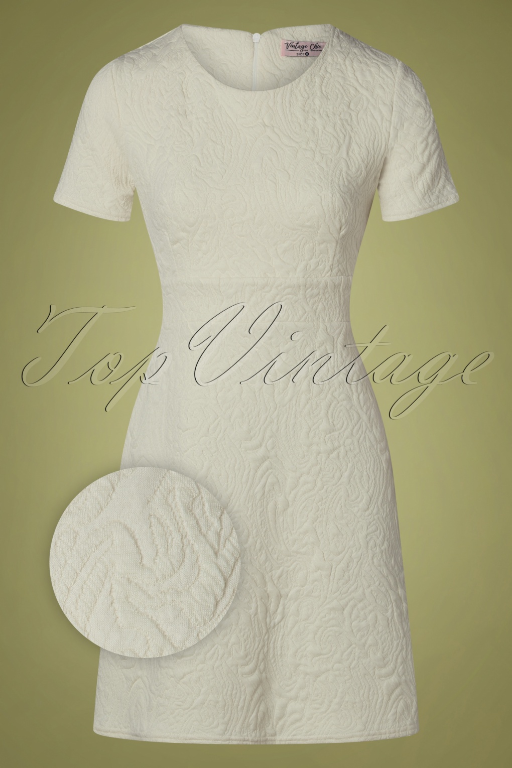 Vintage Chic For Topvintage Tory Jacquard Dress Années 60 En Écru