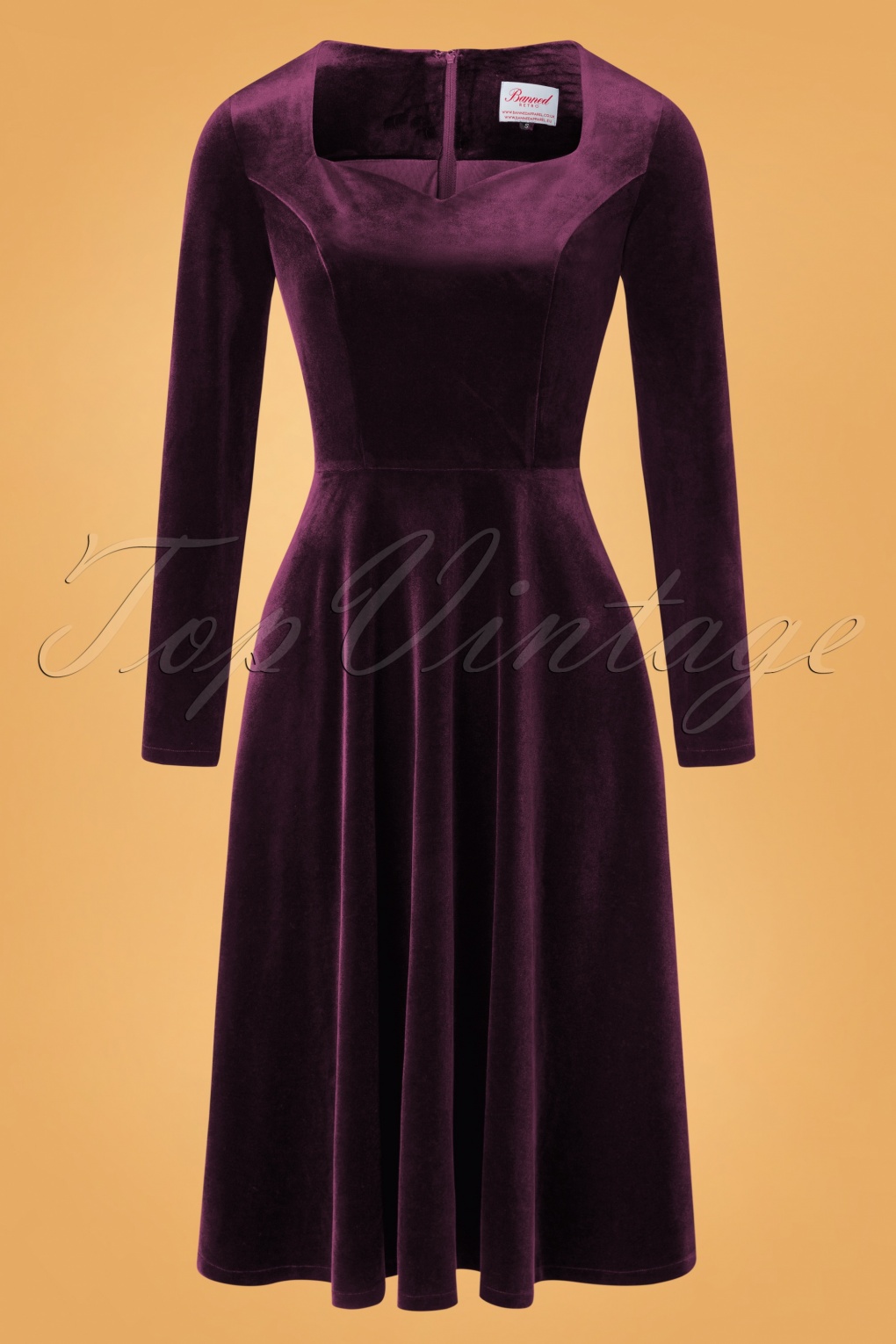 Banned Retro 50s A Royal Evening Velvet Swing Dress In Burgundy Shop