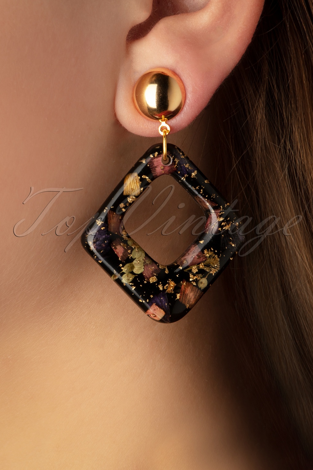 Glitz-o-Matic | 50s Dark Floral Romance Earrings in Black