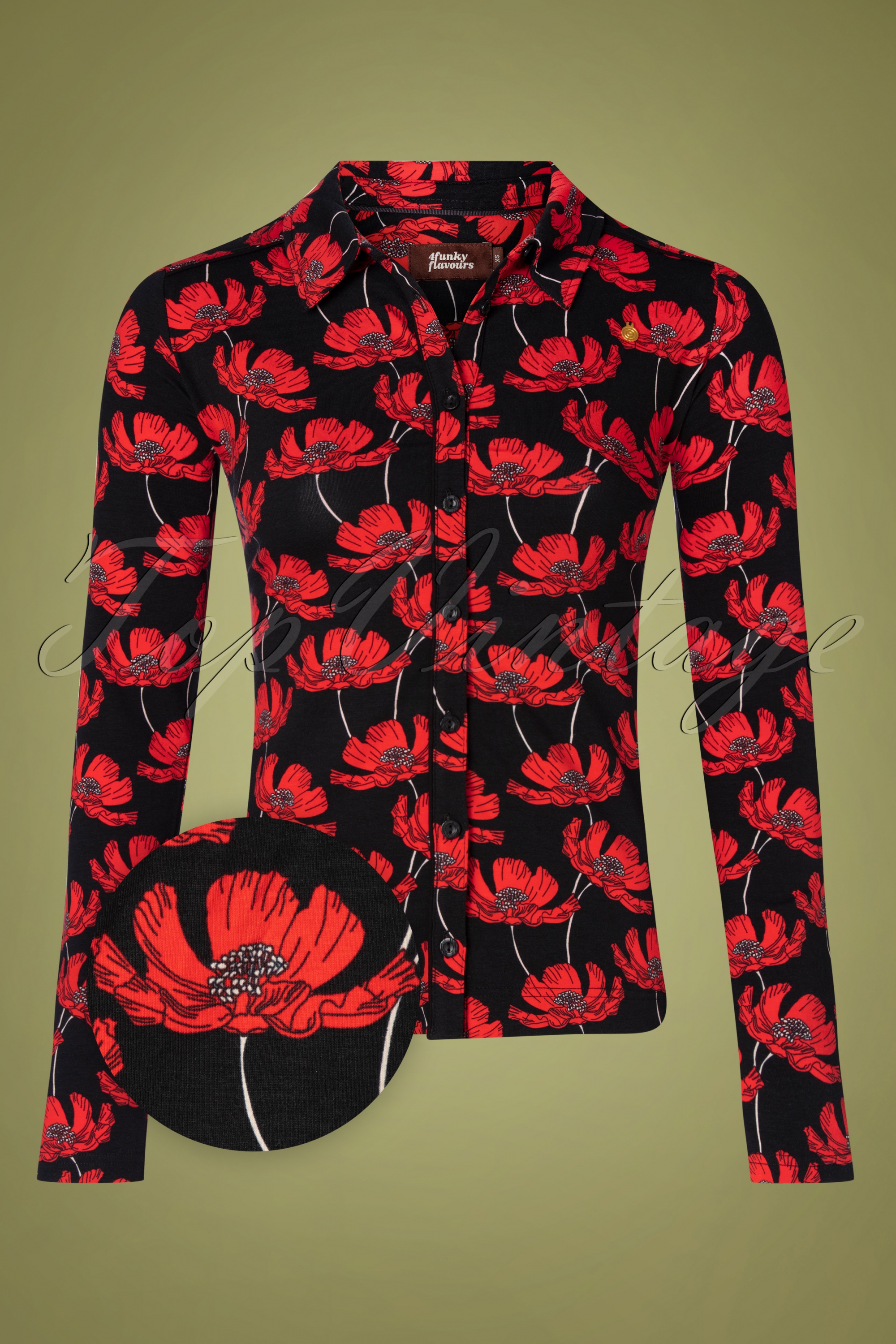 4FunkyFlavours 70s Smoothin Groovin Blouse in Black and Red | Shop at ...