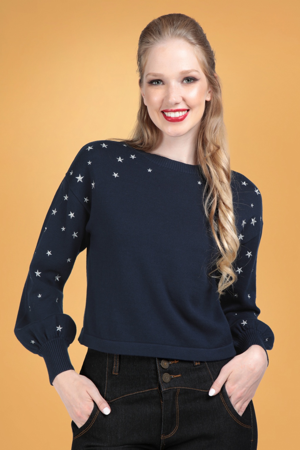 Bright and Beautiful Teesa Star Pullover in Blau | Topvintage
