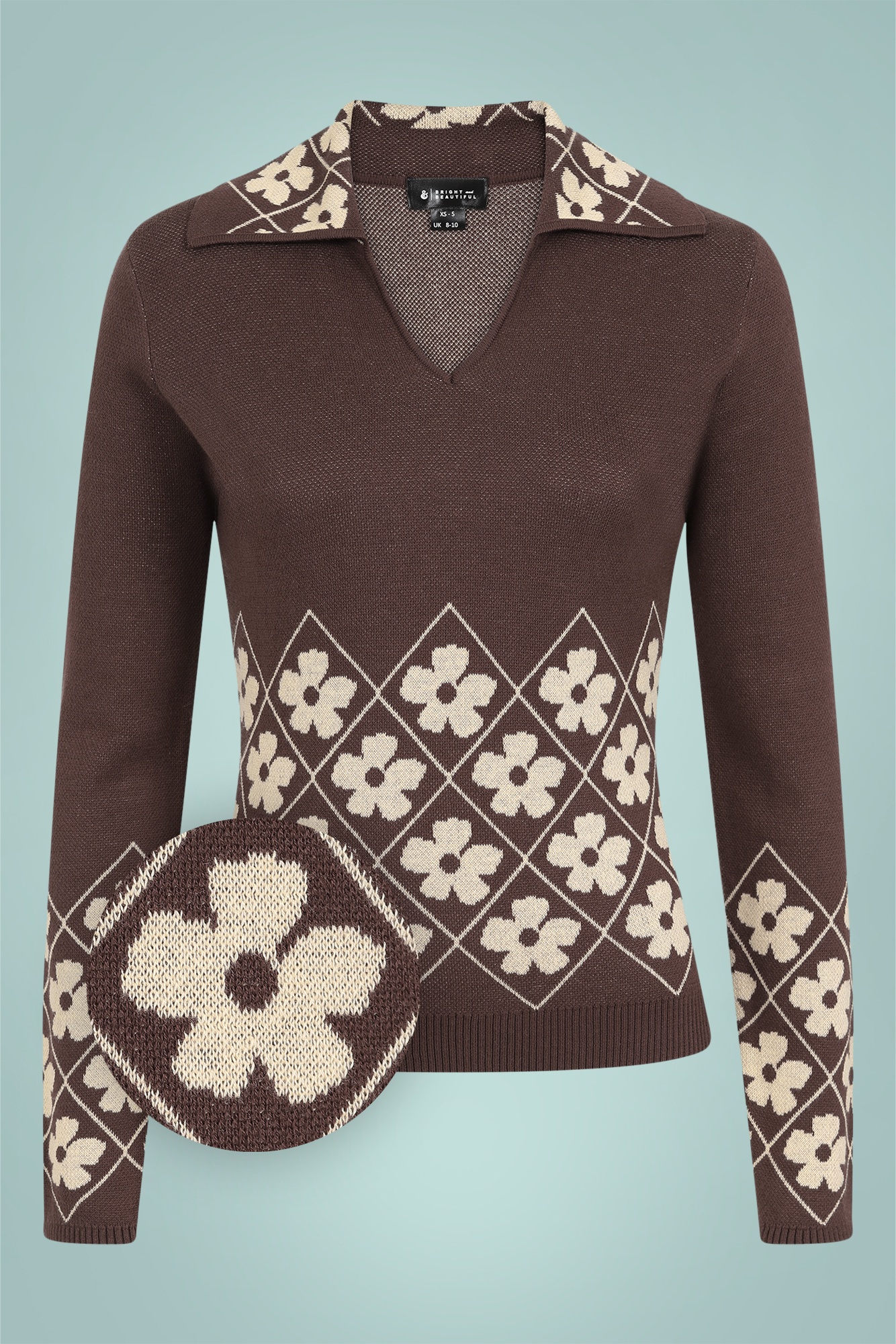 Bright and Beautiful 70s June Daisy Jumper in Brown | Shop at Topvintage