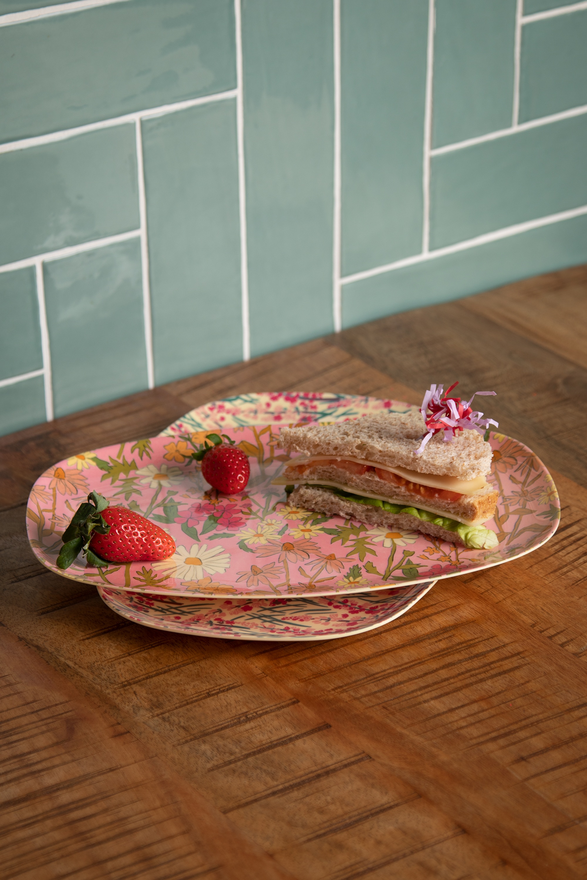 Rice Melamine rechthoekig bord Daisy Dearest in zachtroze | Shop bij ...