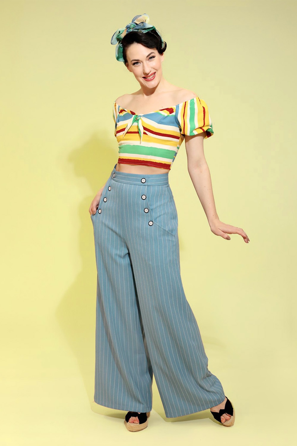 Bunny Caspian Swing Trousers en Bleu | Acheter chez Topvintage