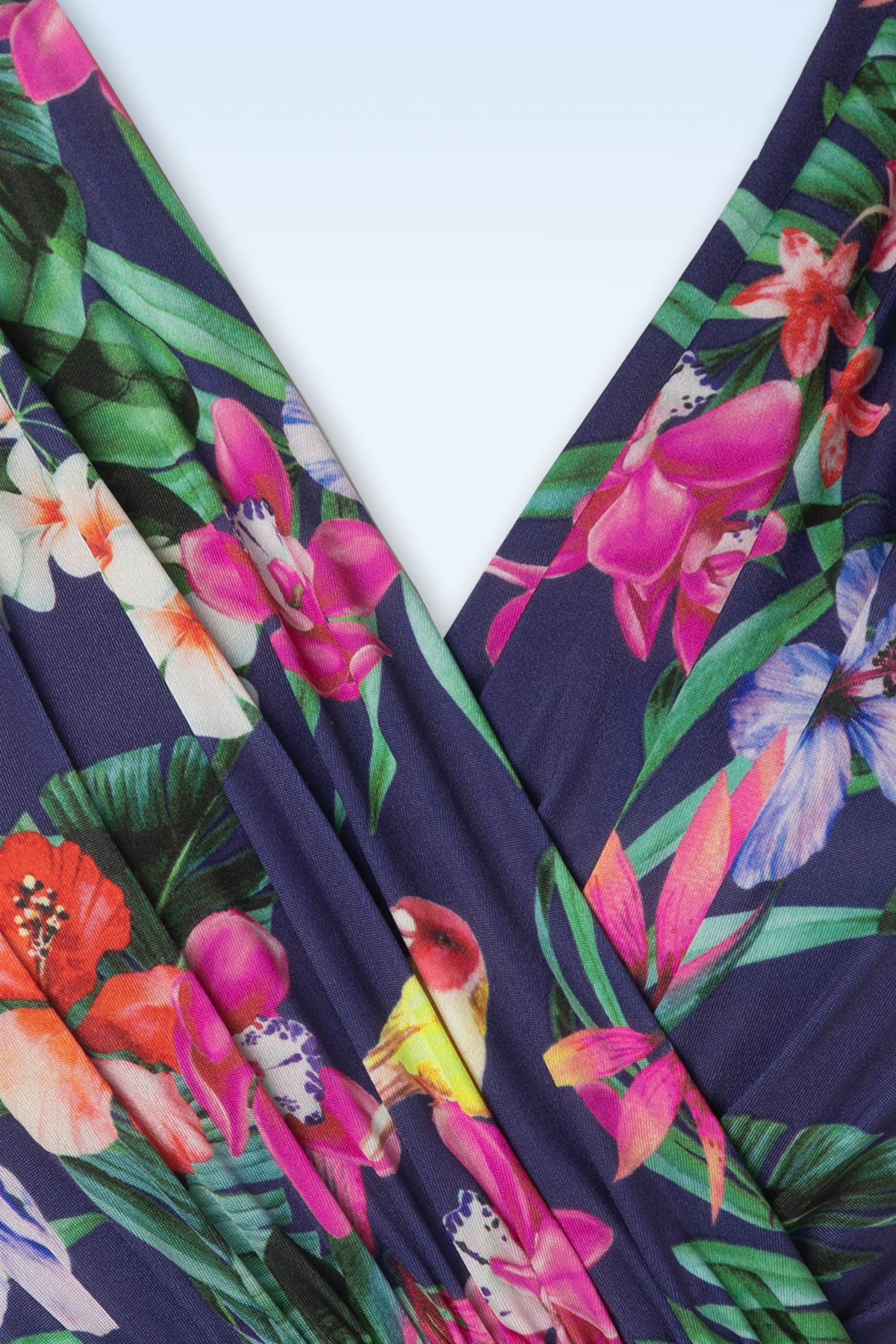 Robe Maxi Tropical Bird en Blue Vintage Chic for Topvintage | Topvintage