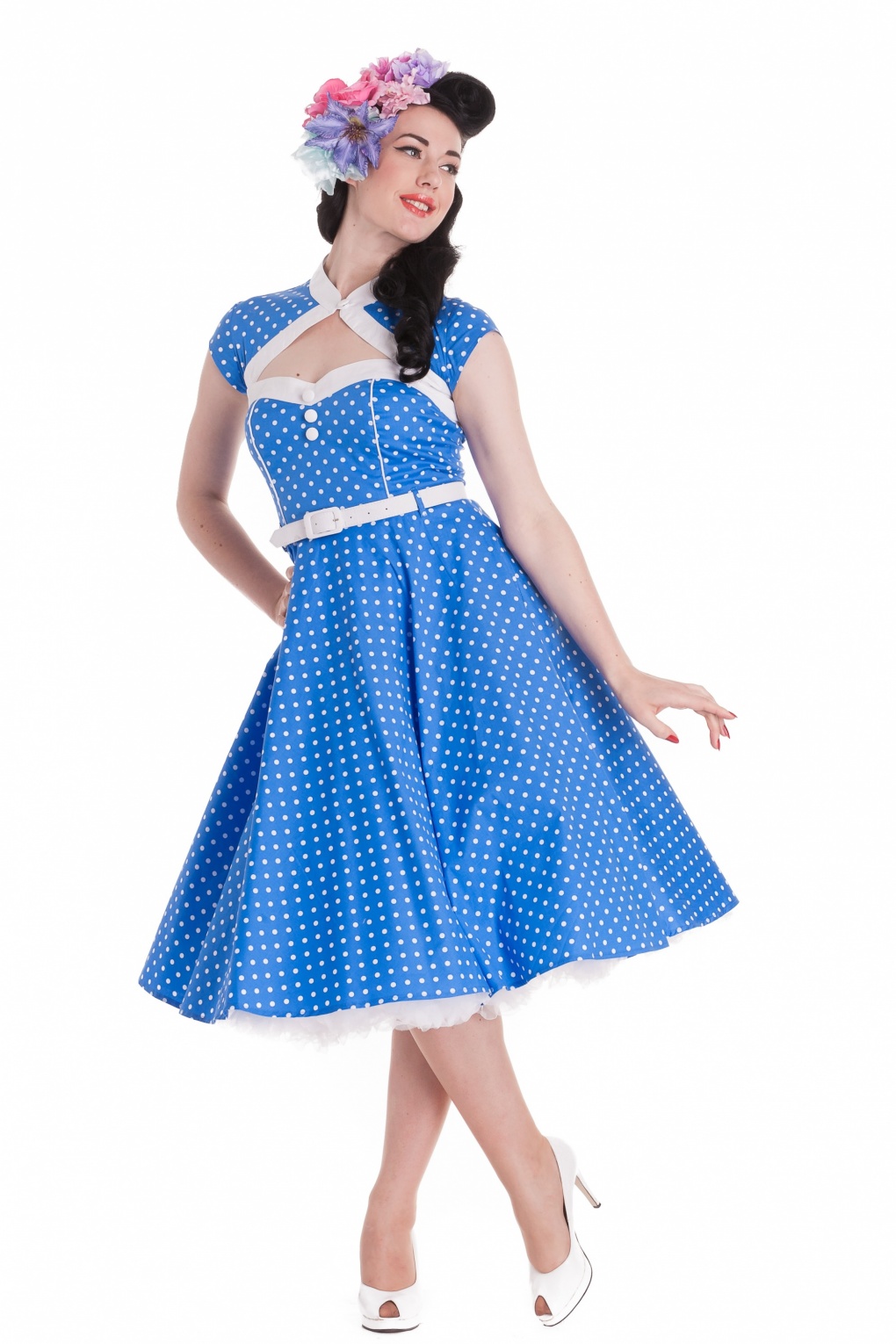 50s Melanie Sweetheart Swing Dress in Blue